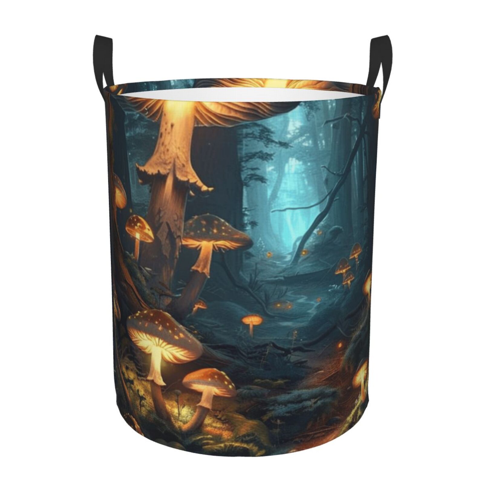 Forest bioluminescence basket with handle, circular laundry basket, waterproof circular bathroom ...