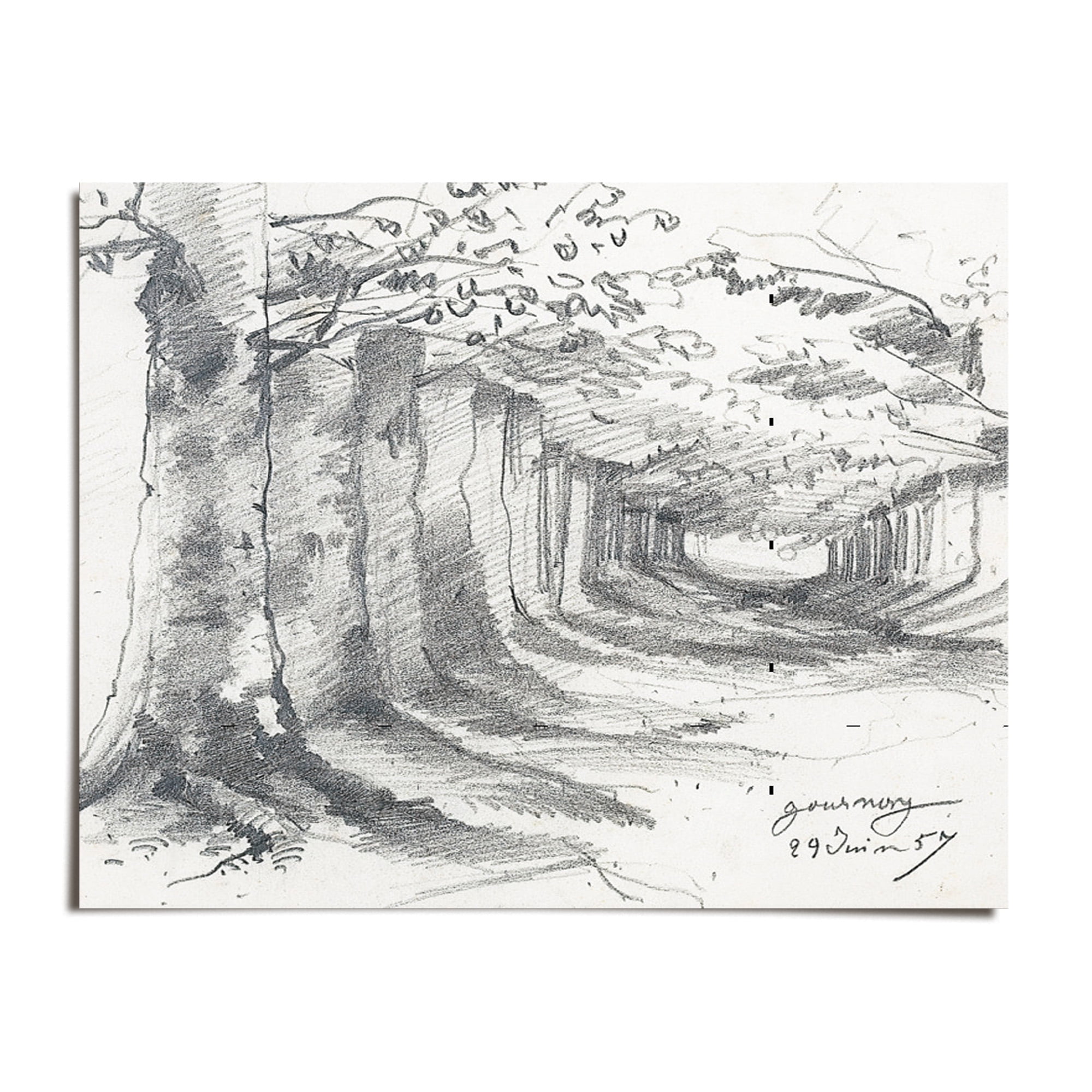 Forest lane at Gournay Drawing - Claude Monet - 8x10 - Wall Art Print ...