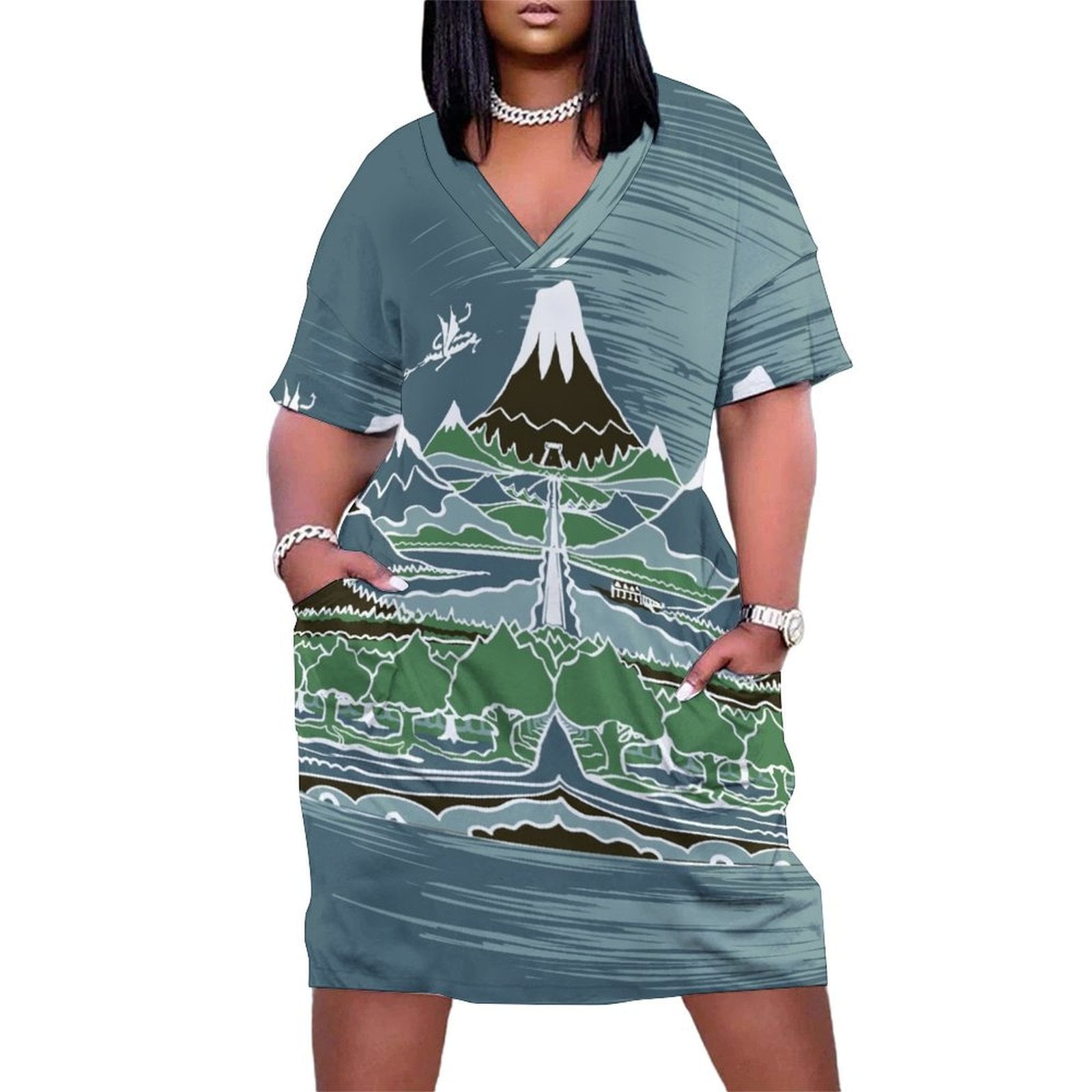 Forest mountain path in the style of J.R.R.Tolkien Loose Pocket Dress wedding guest dress 2025 ...