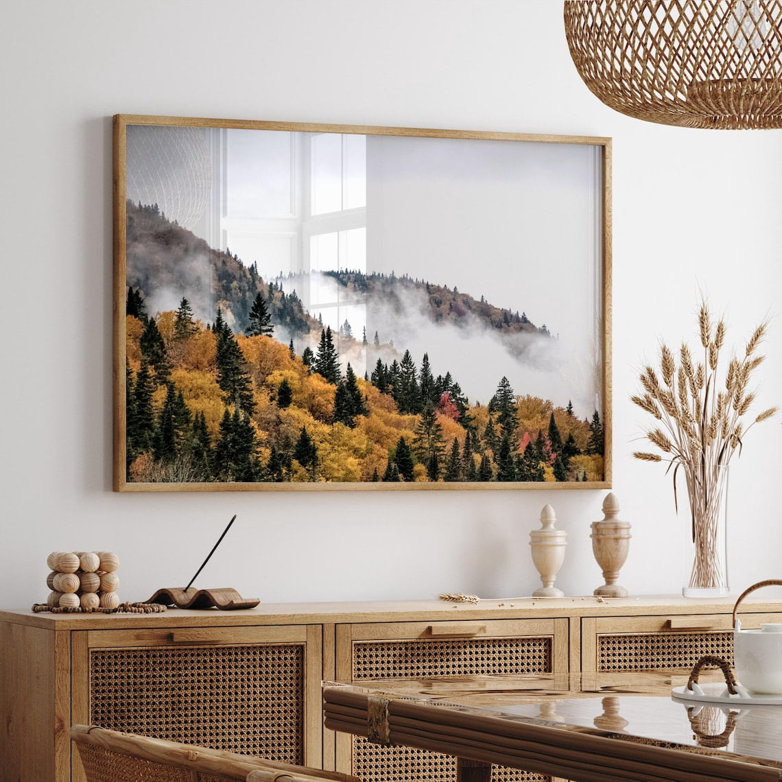 Forest mountain wall art foggy landscape Poster nature fall photography ...