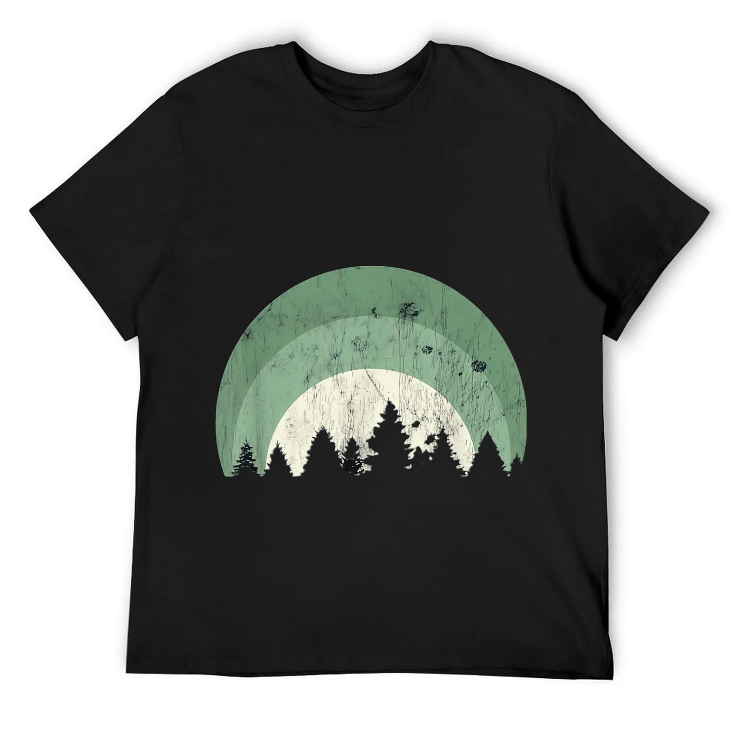 Forest of Evergreen Tree Silhouette Distressed Trees Lover Mens T-Shirt ...