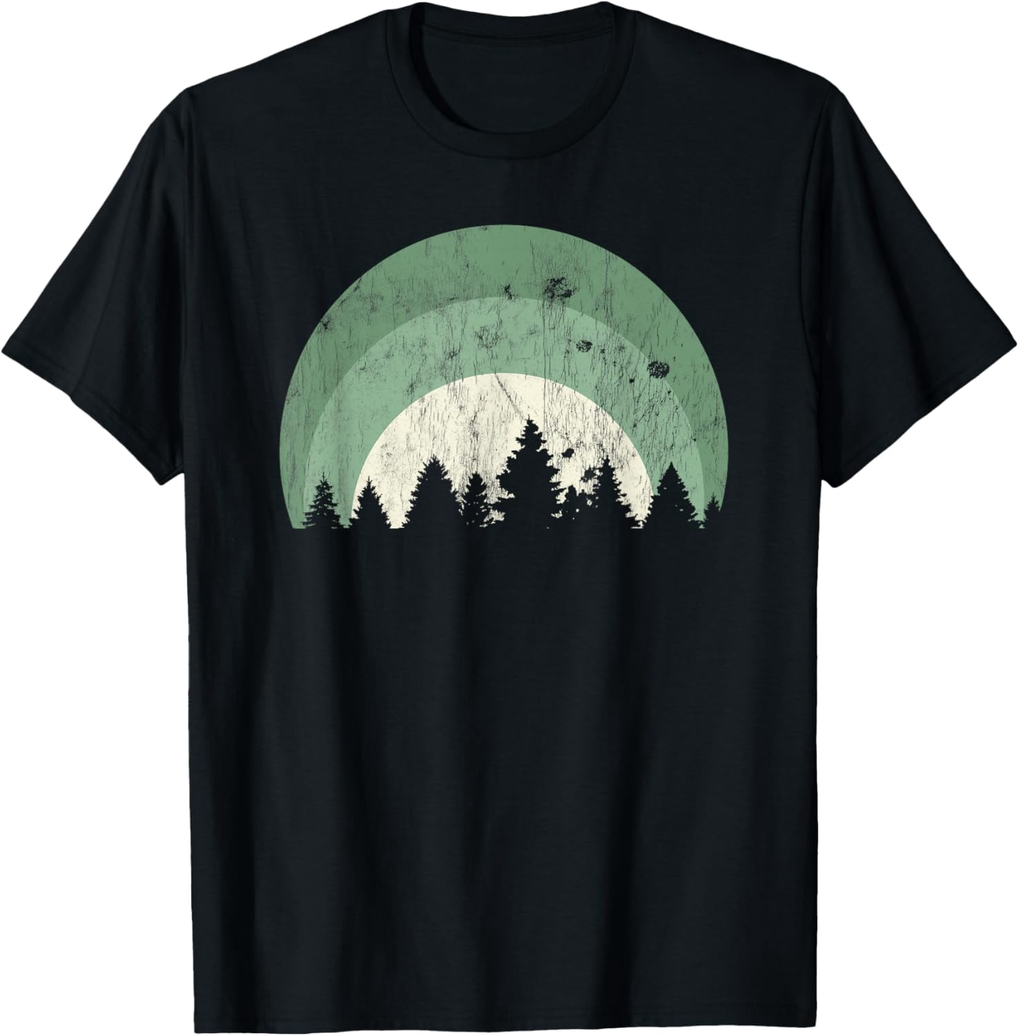 Forest of Evergreen Tree Silhouette Distressed Trees Lover T-Shirt men ...