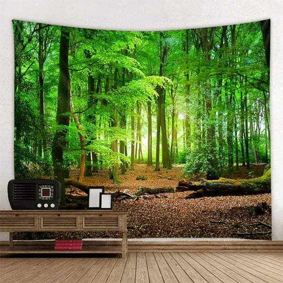 Forest tapestry sunshine forest wall hanging green and fresh landscape ...