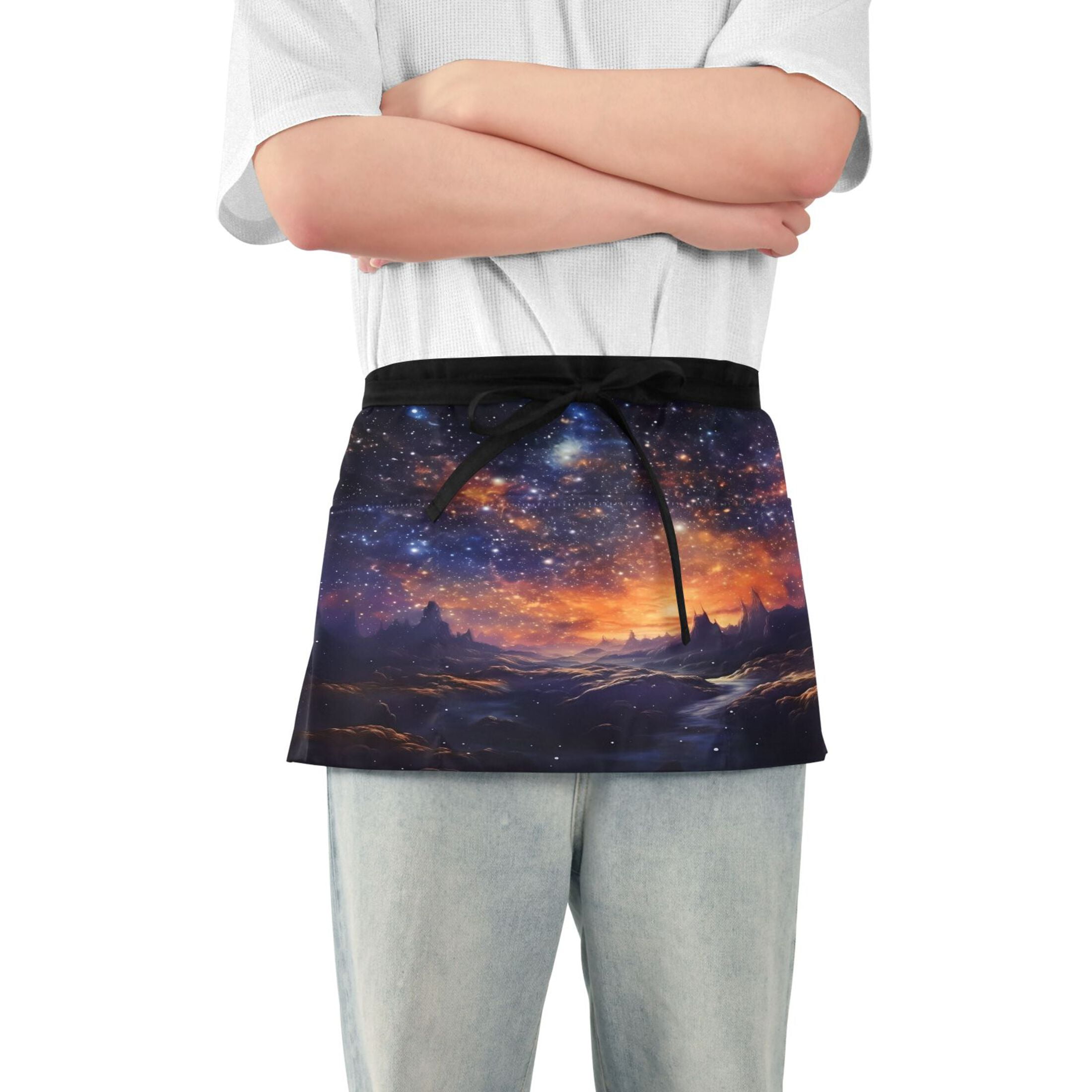 Forest under Stars Server Apron with 3 Pockets Waterproof Waitress ...