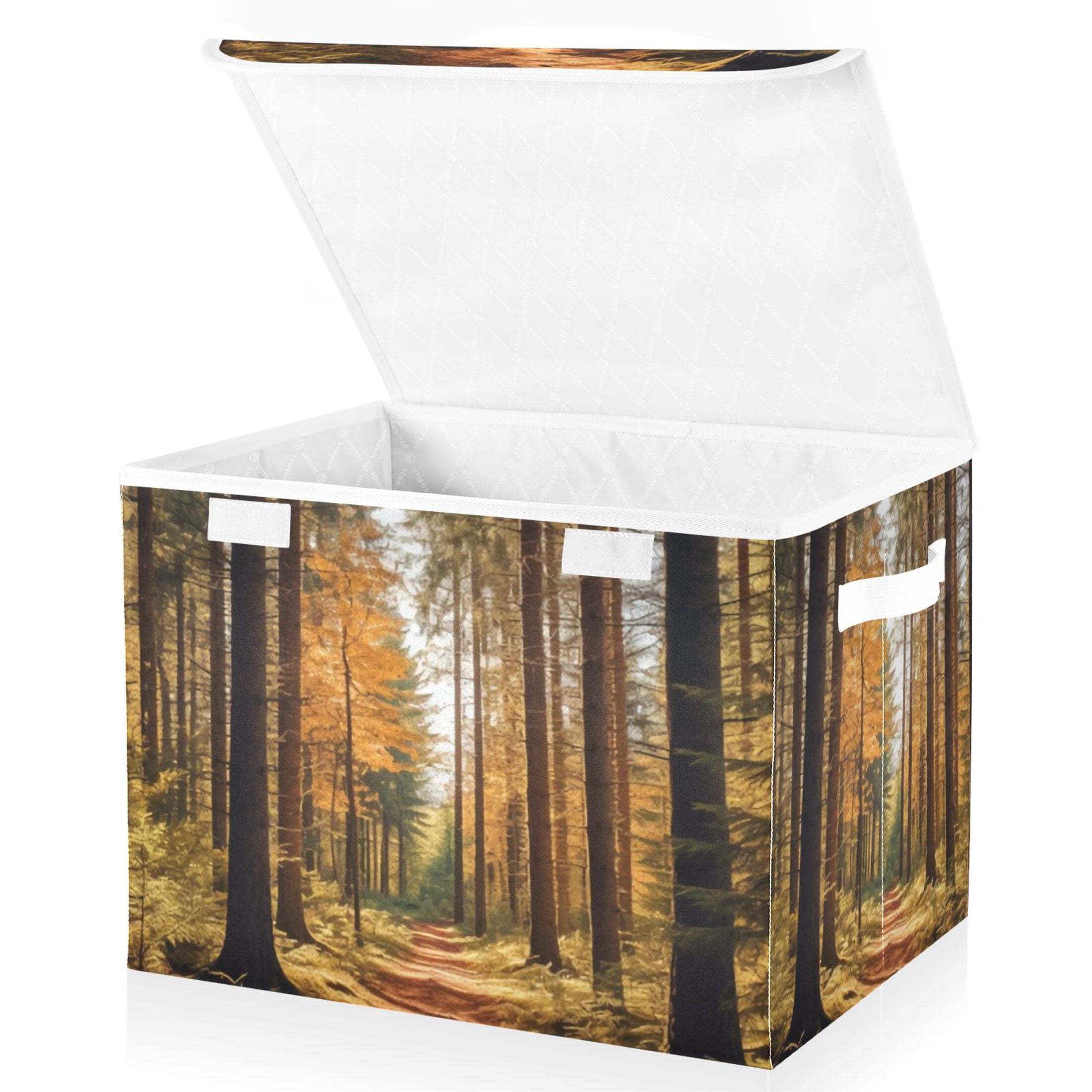 Forest with Trees Large Lidded Bin Foldable Storage Baskets Boxes Cubes ...