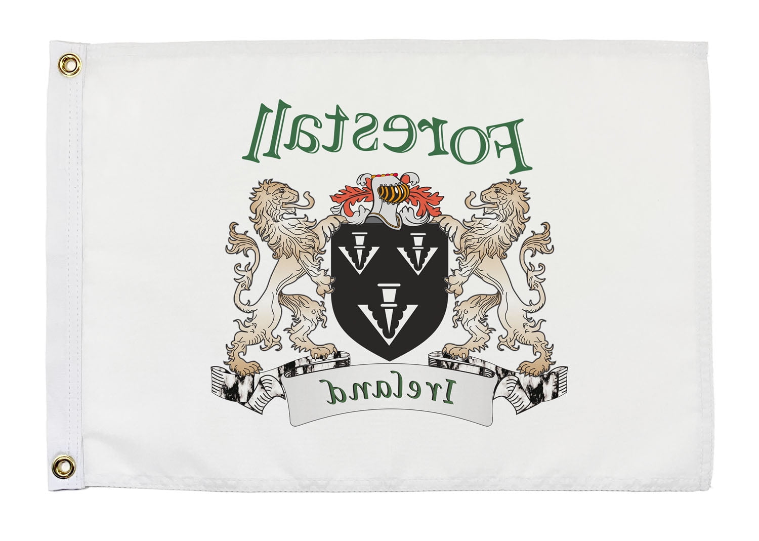 Forestall Irish Coat of Arms Small White Flag - 16"x10.5" inches ...