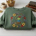 Forestcore Frog Embroidery Sweatshirt Cottagecore Woodland Pullover ...