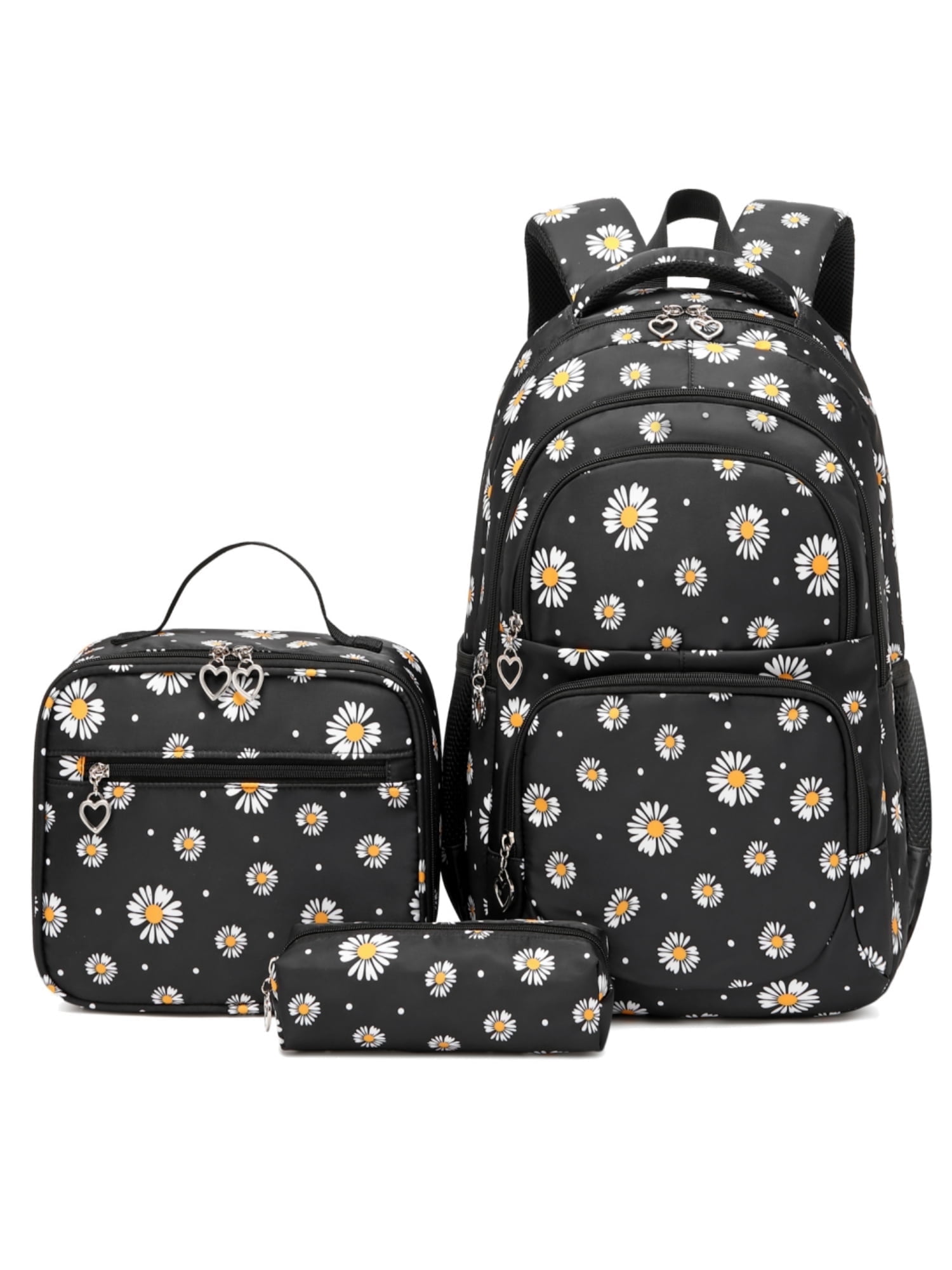 "forestfish Black Backpack with Lunch Bag Combo, Water Resistant Nylon ...