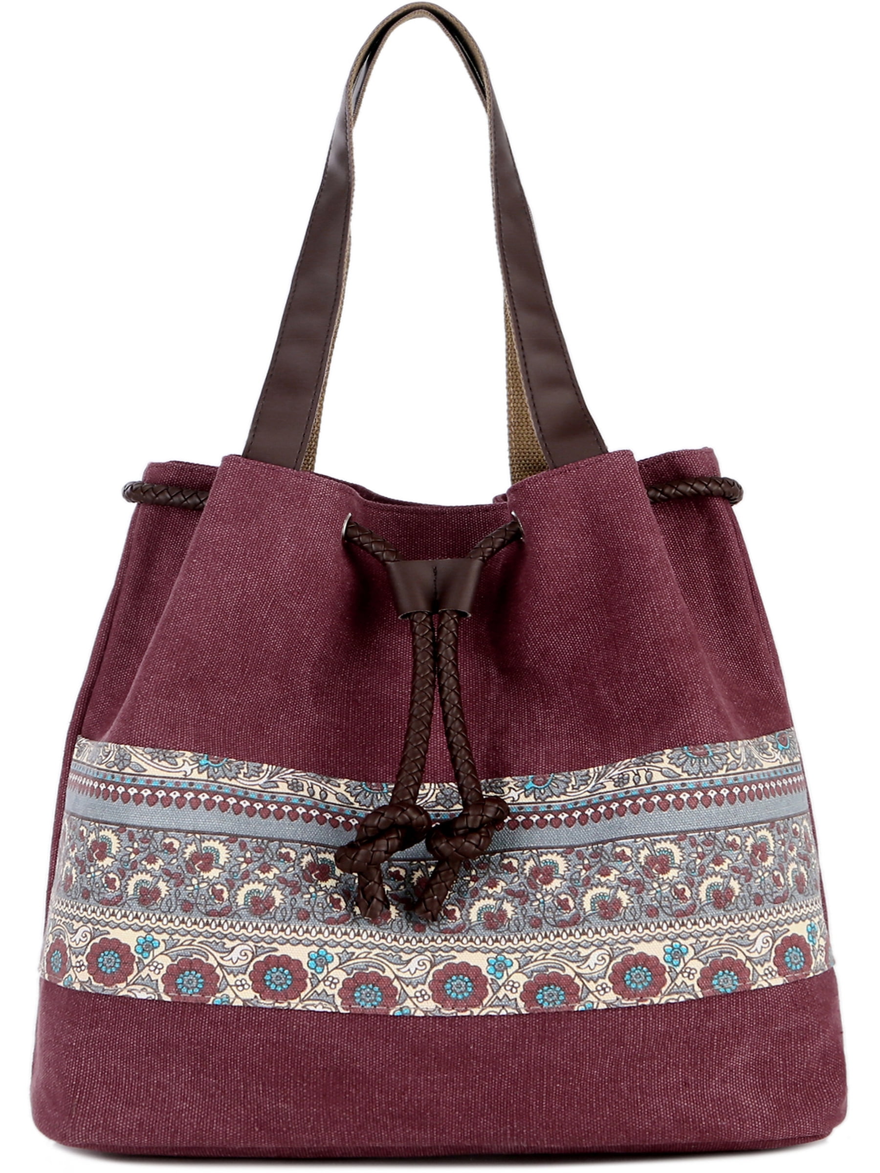 Forestfish Women's Canvas Tote Bag with Multiple Pockets for Work ...