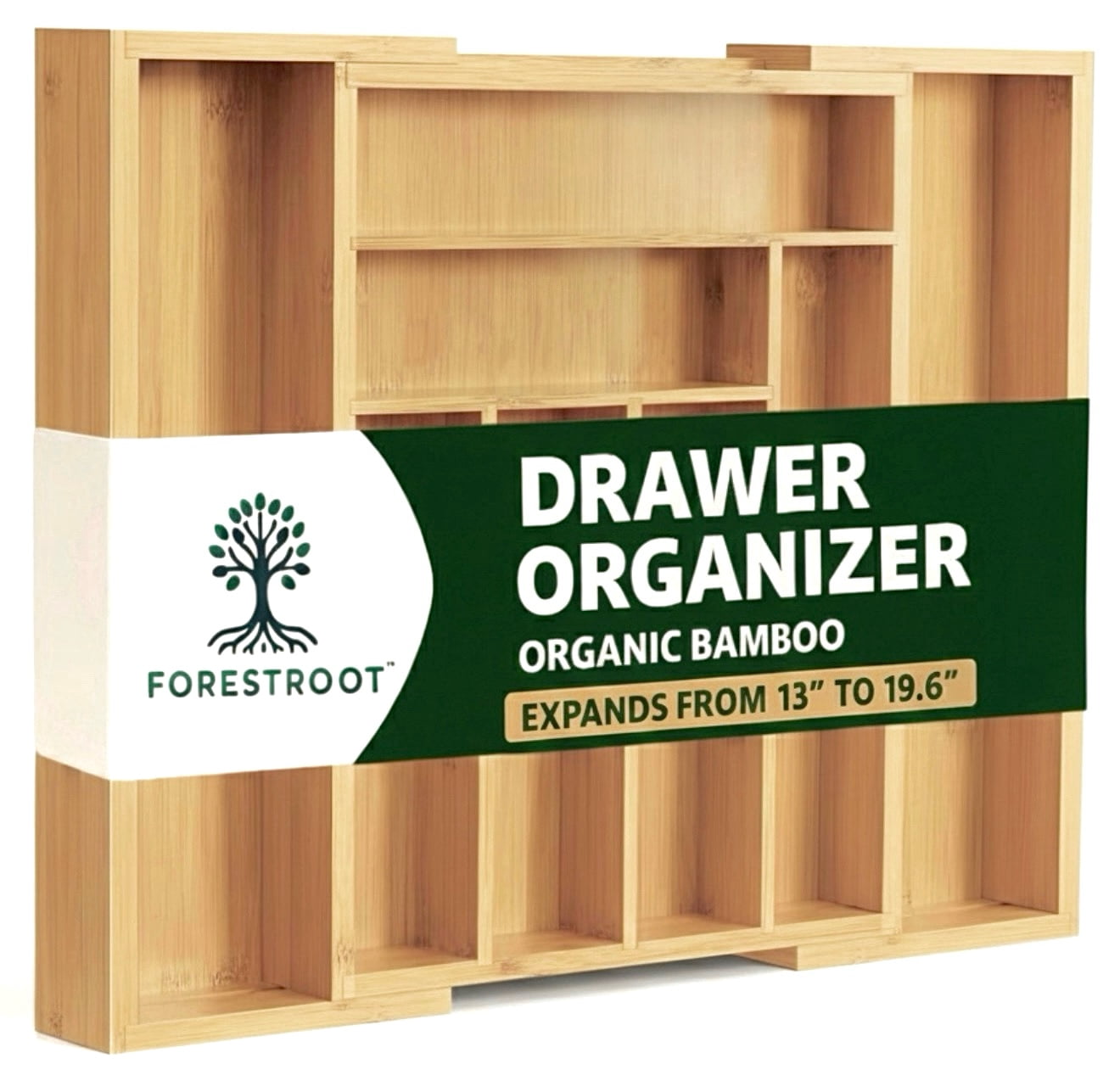 Forestroot Bamboo Drawer Organizer, Expandable 8-Slot Silverware ...