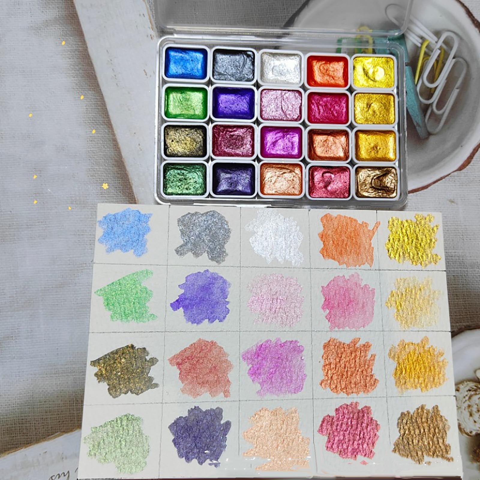 Forestry paint, Shimmer Metallic Watercolor Paints Set, 20 Colors ...