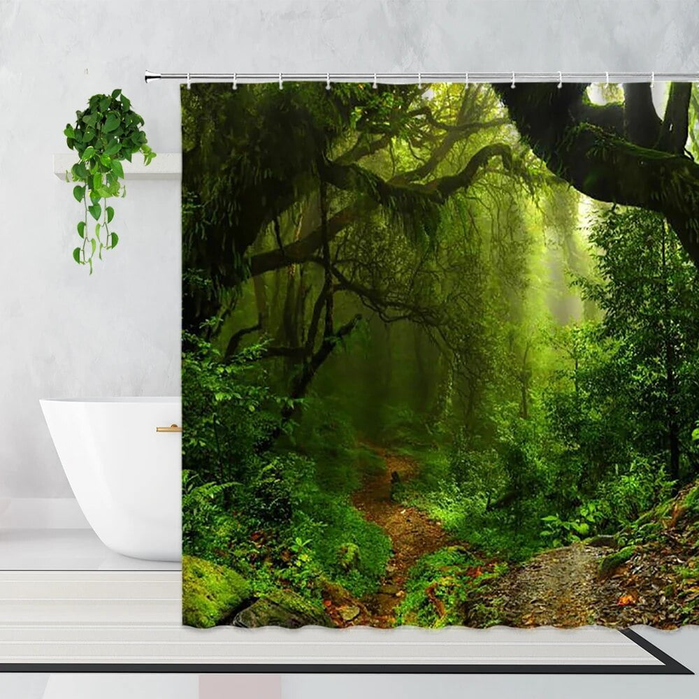 Forests Natural Scenery Shower Curtain Tropical Forest Bathroom