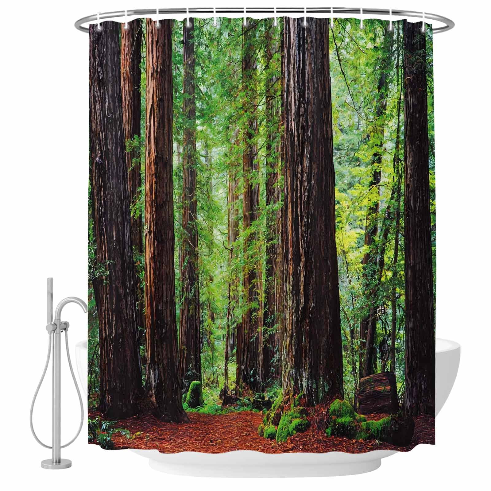 Forests Shower Curtain, 72" x 84", Spring Brown Trees Forest Green ...