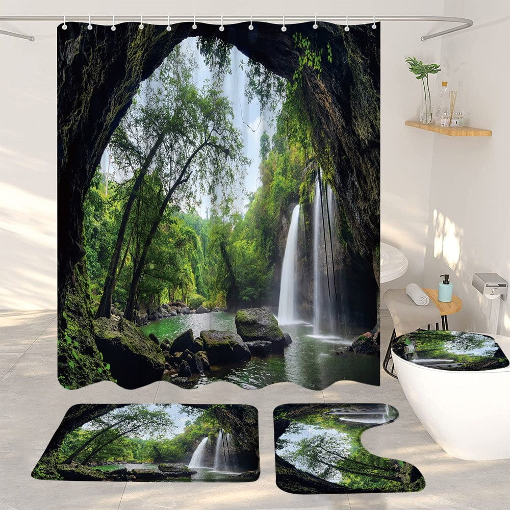 Forests Waterfalls Landscapes Bathroom Sets With Shower Curtains And ...