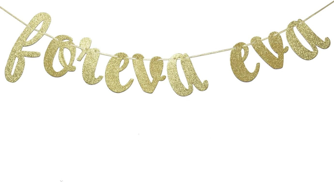 Foreva Eva Glitter Banner, Gold Wedding Banner, Engagement Party Decor ...