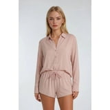 Forever 21 Two-Piece Pajama Short Set, Color-Soft Pink, Size-M ...