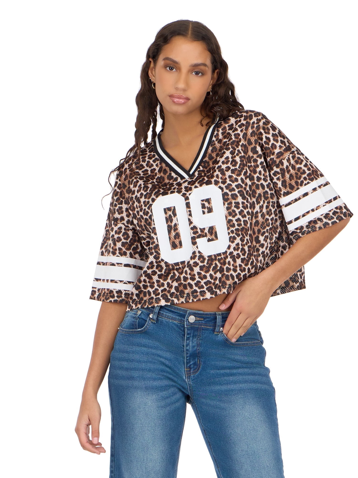 Forever 21 Women’s Mesh Cropped Boxy Football Tee, XS-XL - Walmart.com