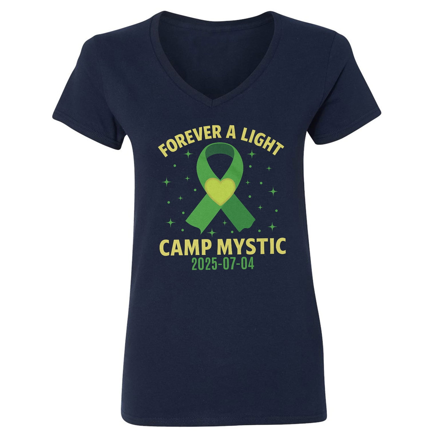 Forever A Light Camp Mystic Ribbon - Texas Support Ladies' V-Neck Tshirt (Navy, X-Large ...