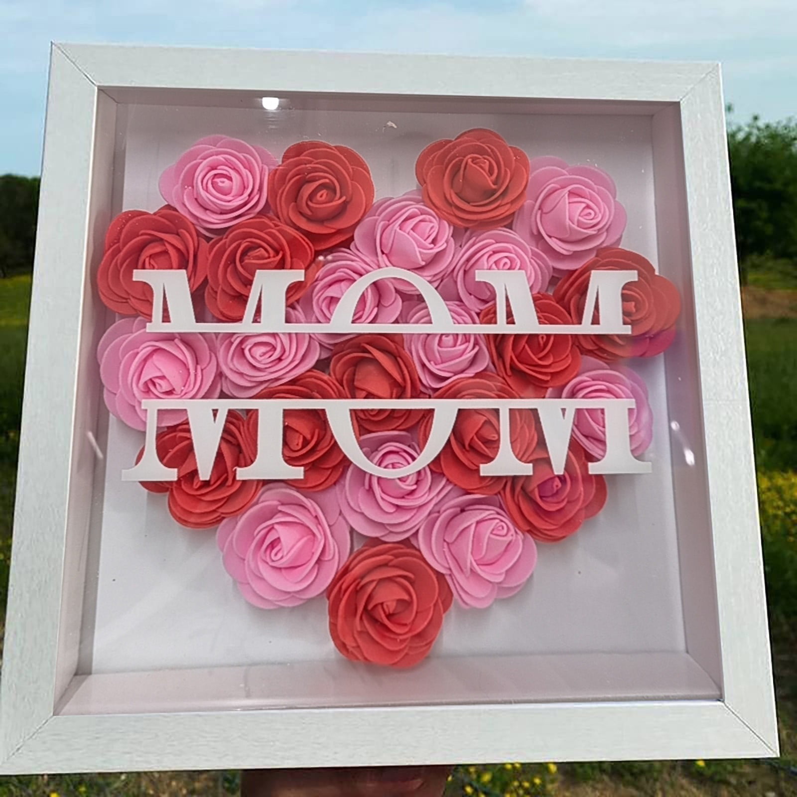 Forever Bloom" Mother's Day Floral Shadow Box - 8" Handcrafted Glass ...