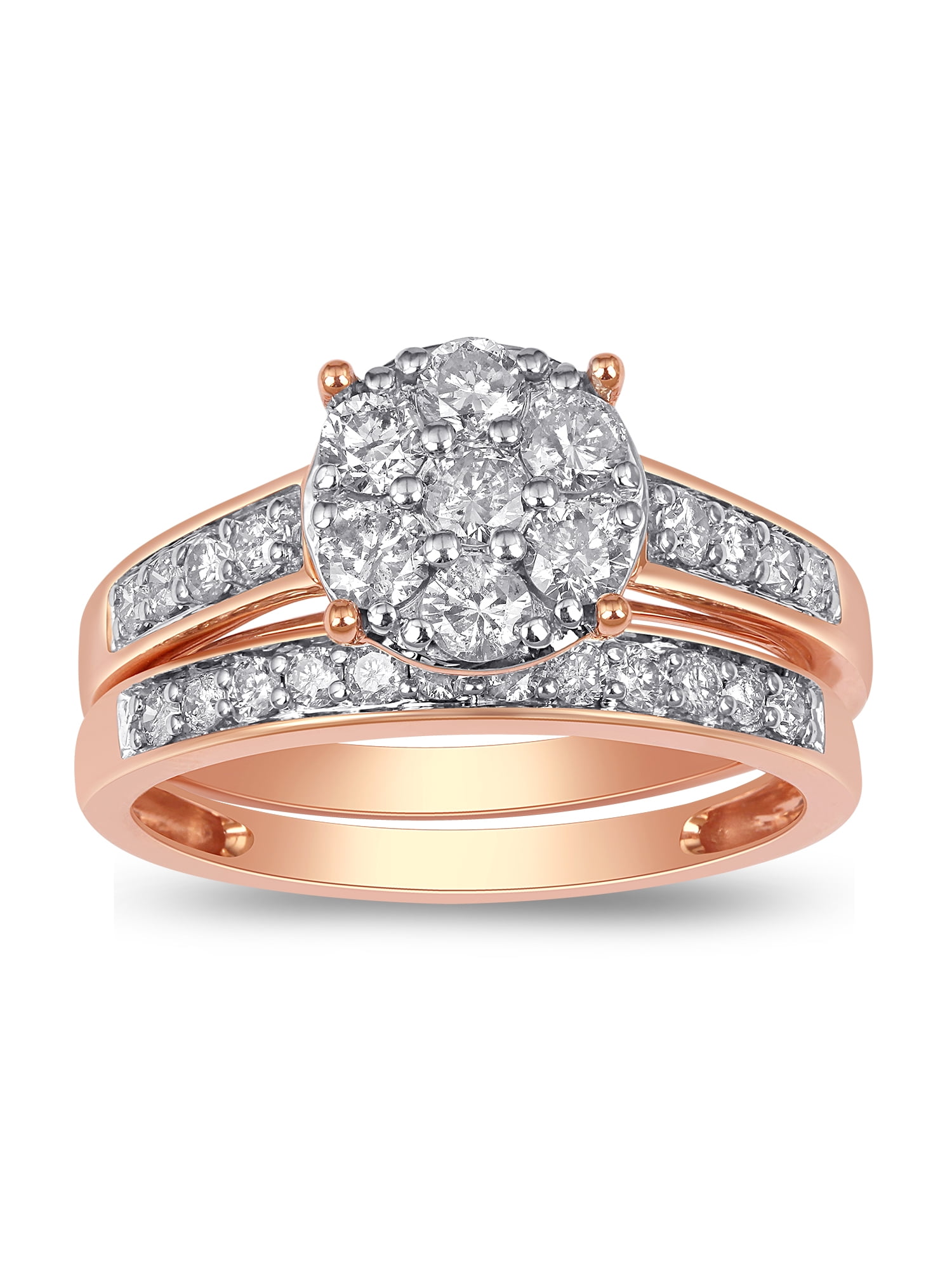 Forever Bride 1.00 Carat T.W. Diamond Wedding Ring Set in 10K Rose Gold ...