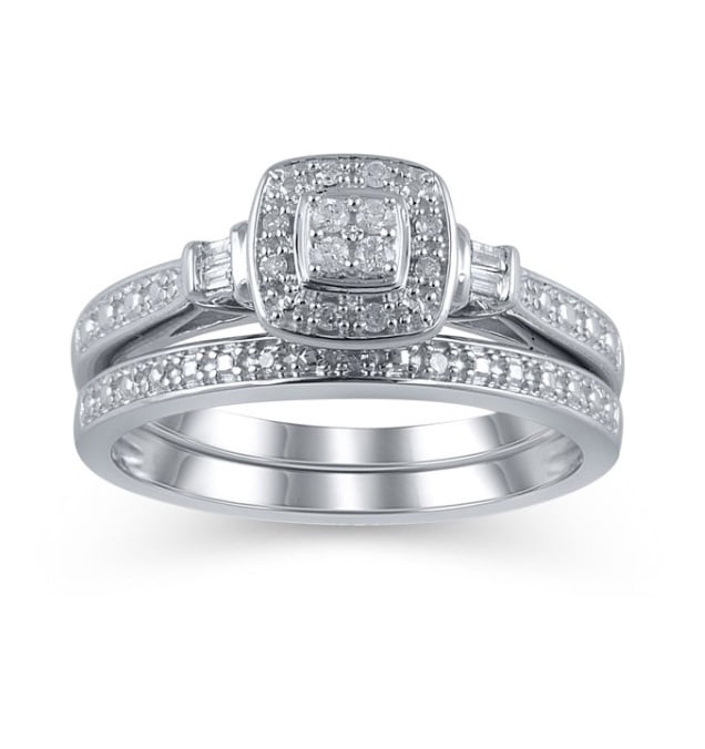 "Forever Bride 1/10 Carat T.W. Sterling Silver Cushion Cut Diamond ...