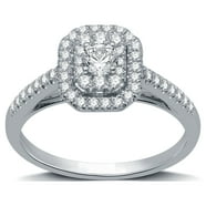 Forever Bride 10K Rose (Pink) Gold 1/2 CTTW Diamond Cushion Bridal Ring ...