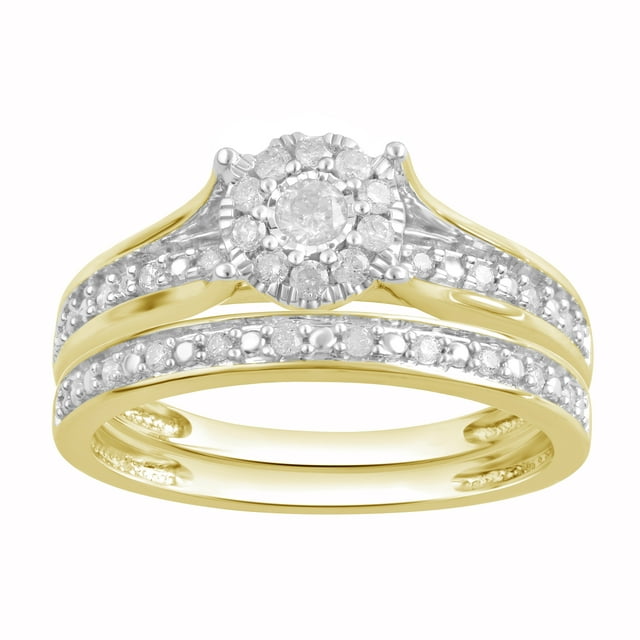 Forever Bride 1/3 Carat Diamond Composite Bridal Ring Set in 10K Yellow ...