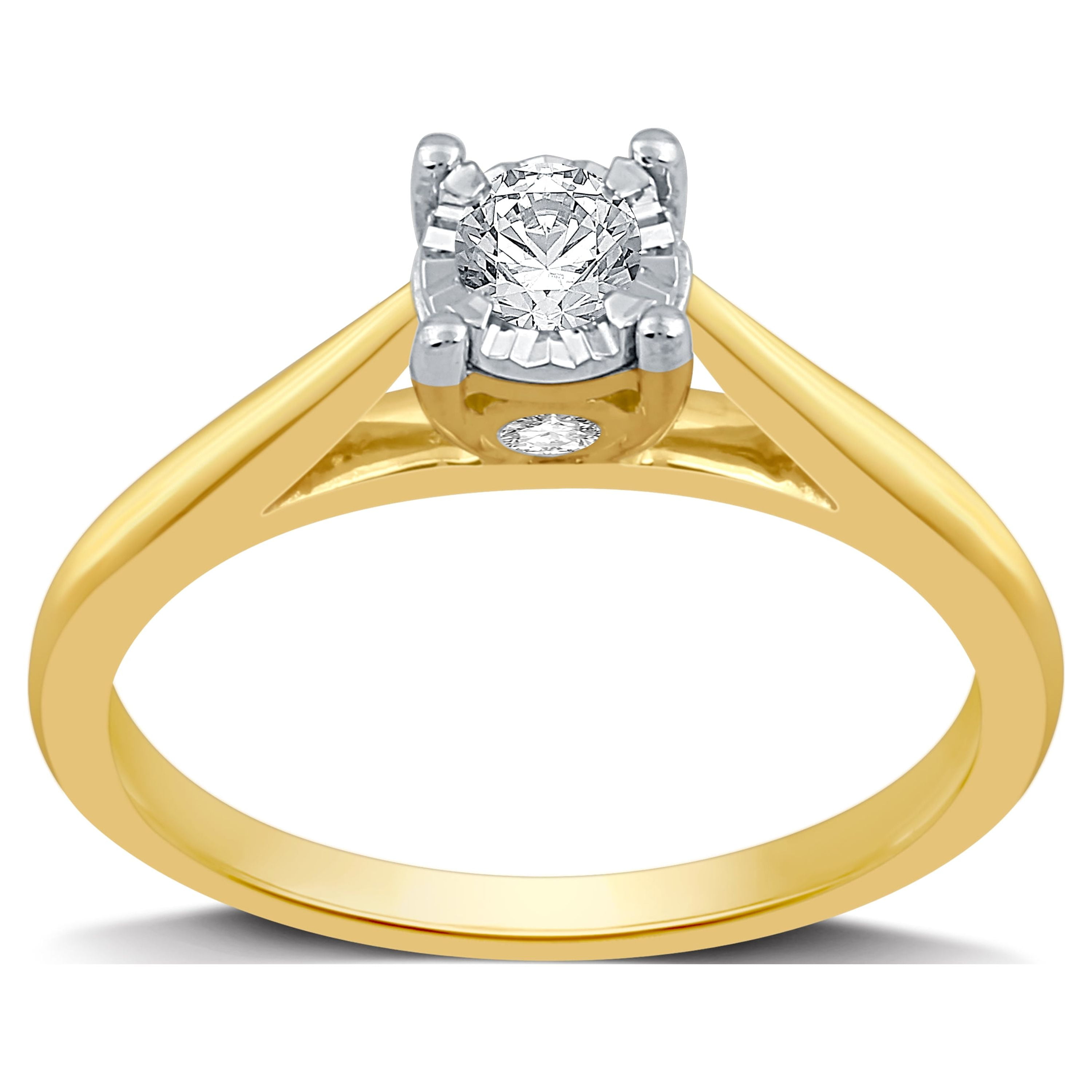 Forever Bride Women's 10K Yellow Gold Solitaire Engagement Ring, 1/4 ...