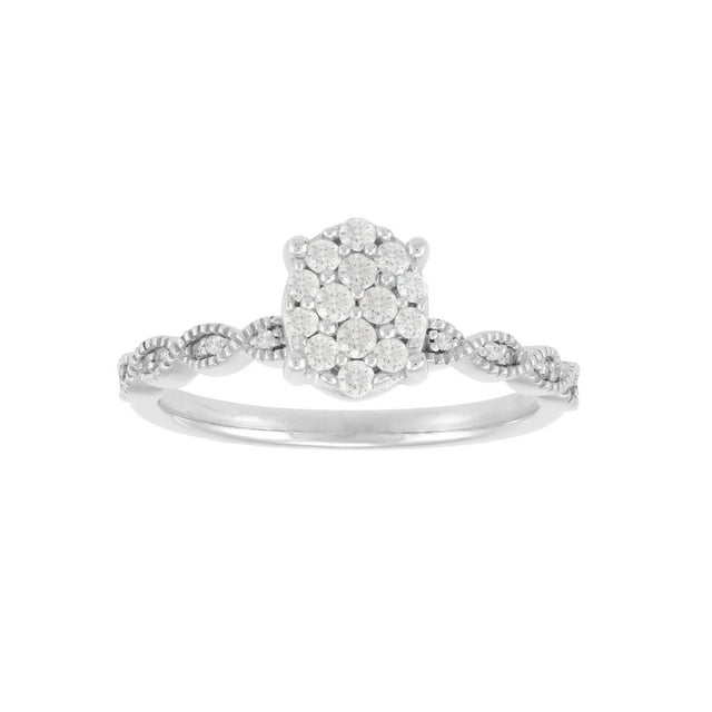 Forever Bride .33 CTTW Diamond Oval Engagement Ring in Sterling Silver ...