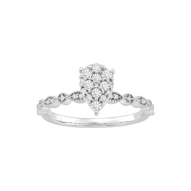 Forever Bride .33 CTTW Diamond Pear Engagement Ring in Sterling Silver ...