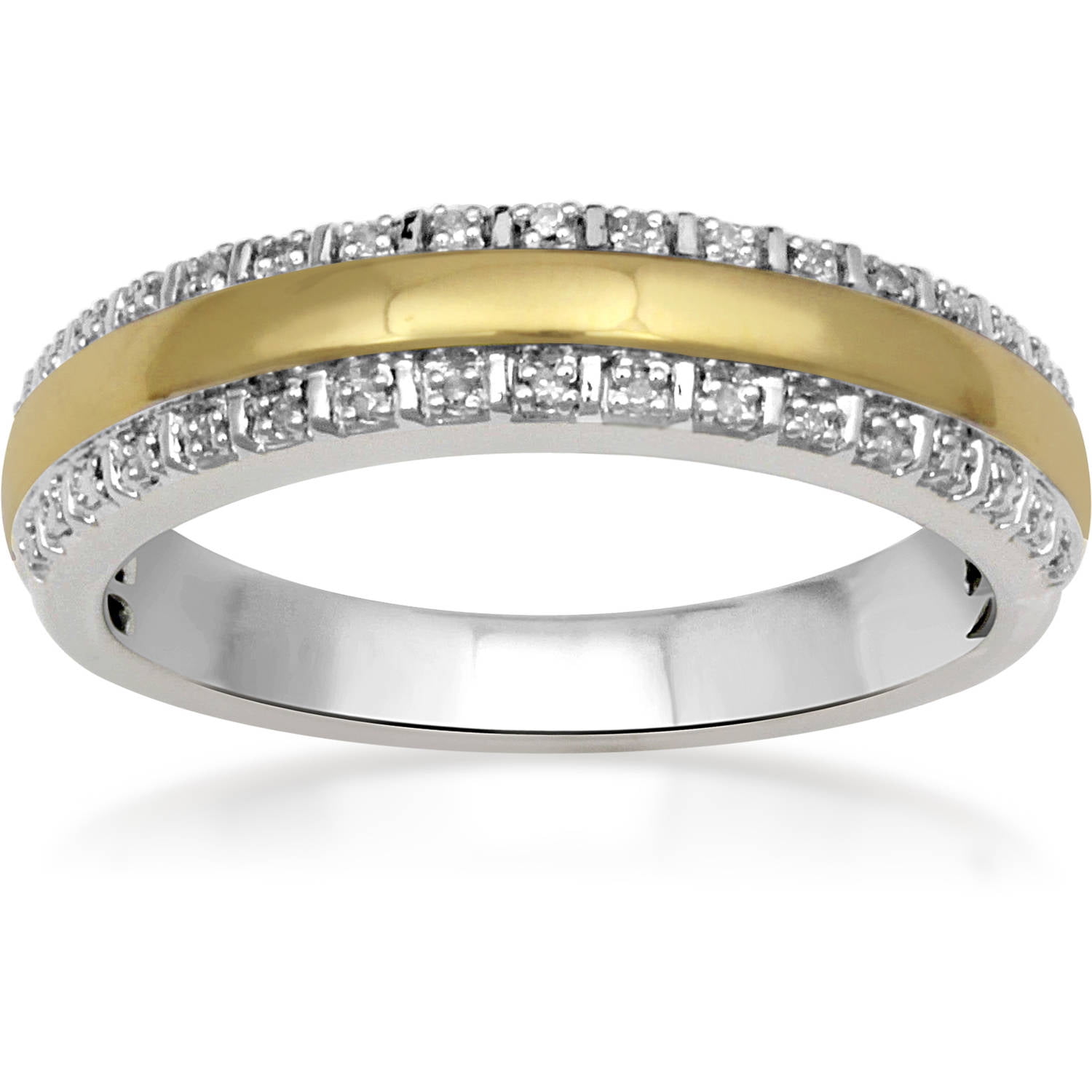 Forever Bride Men's 1/20 Carat T.W. Diamond Sterling Silver Gold-Plated ...