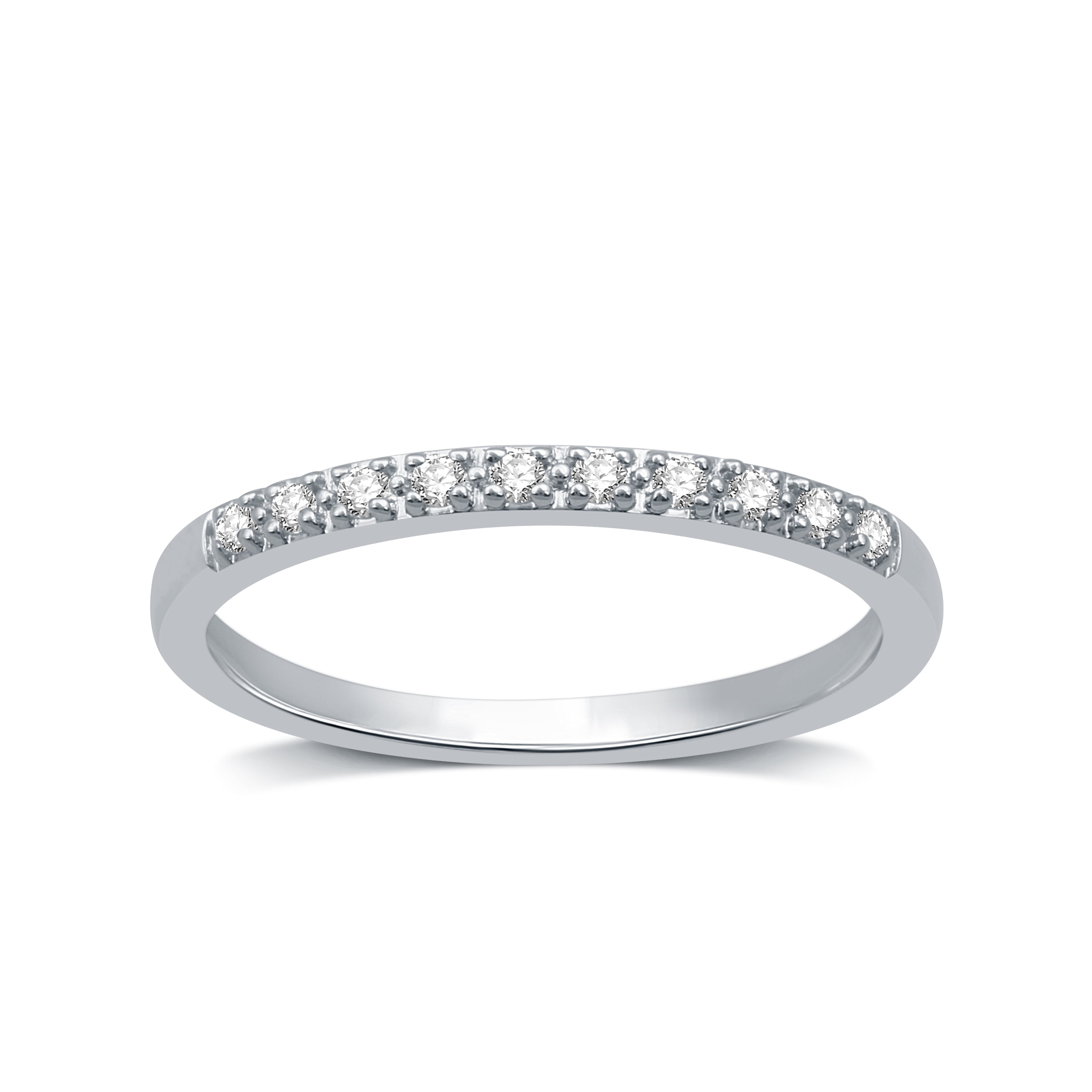 Forever Bride Women's 10K White Gold Pave Stackable Wedding Band, 1/10 ...