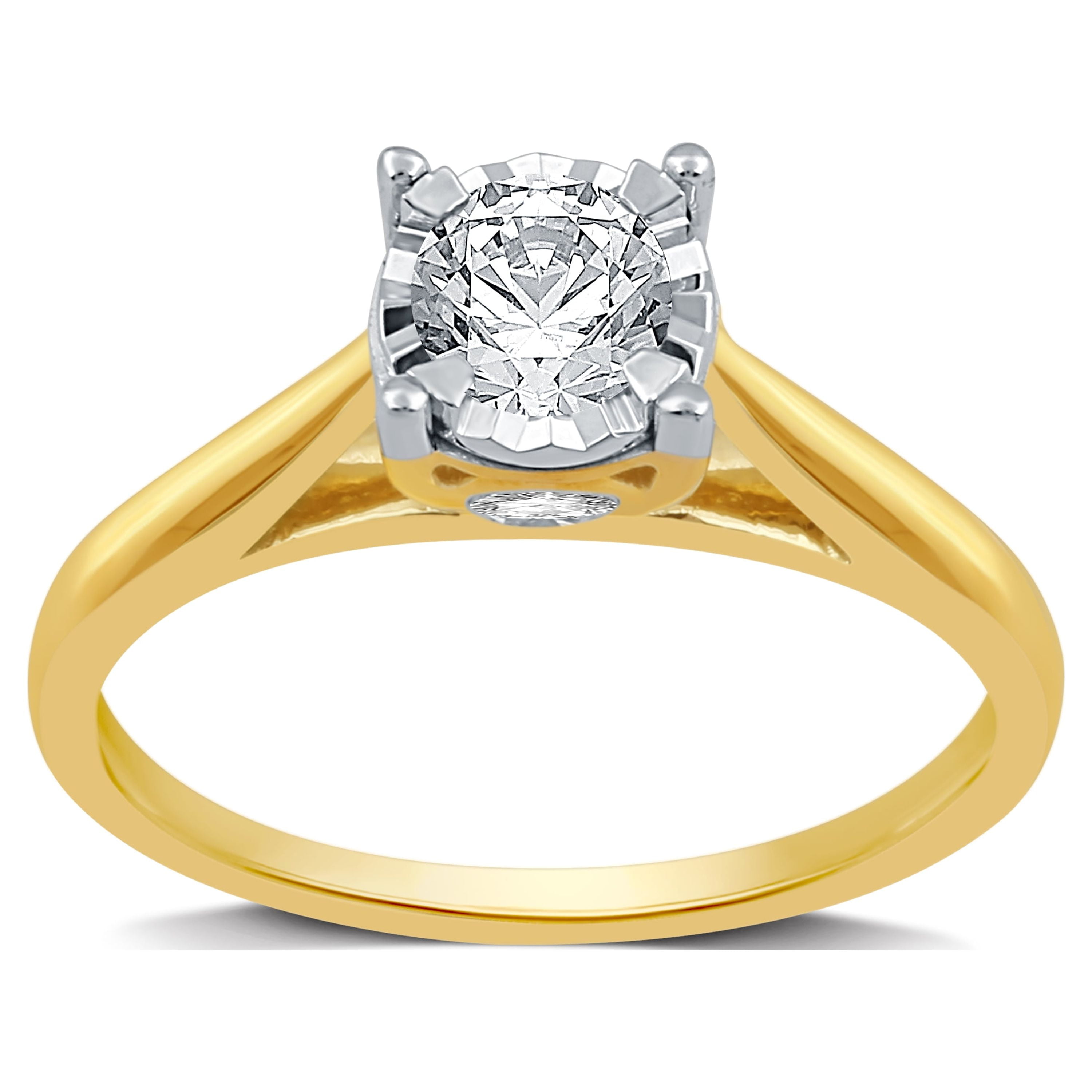 Forever Bride Women's 10K Yellow Gold Solitaire Engagement Ring, 1/2 ...