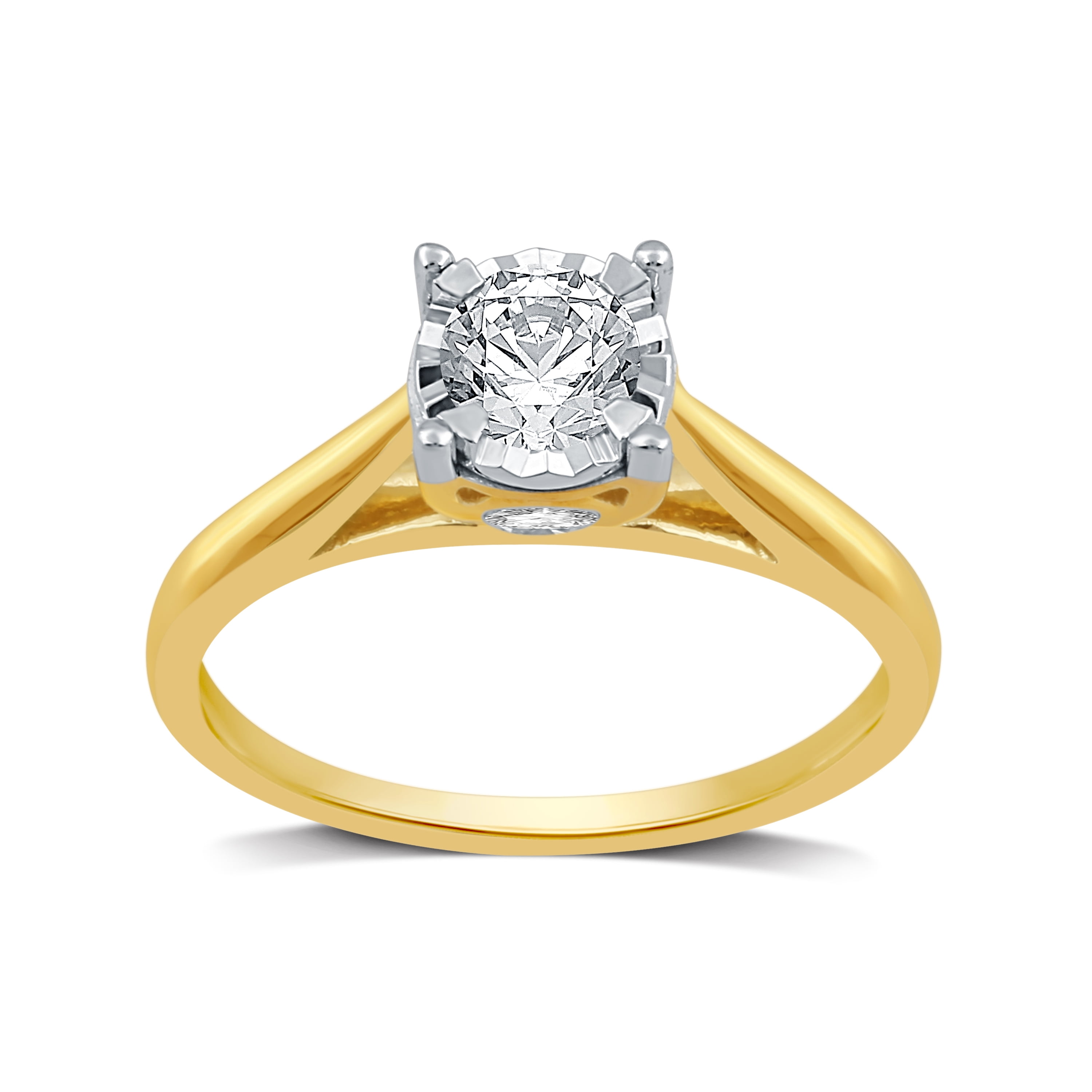 Forever Bride Women's 10K Yellow Gold Solitaire Engagement Ring, 1/2 ...