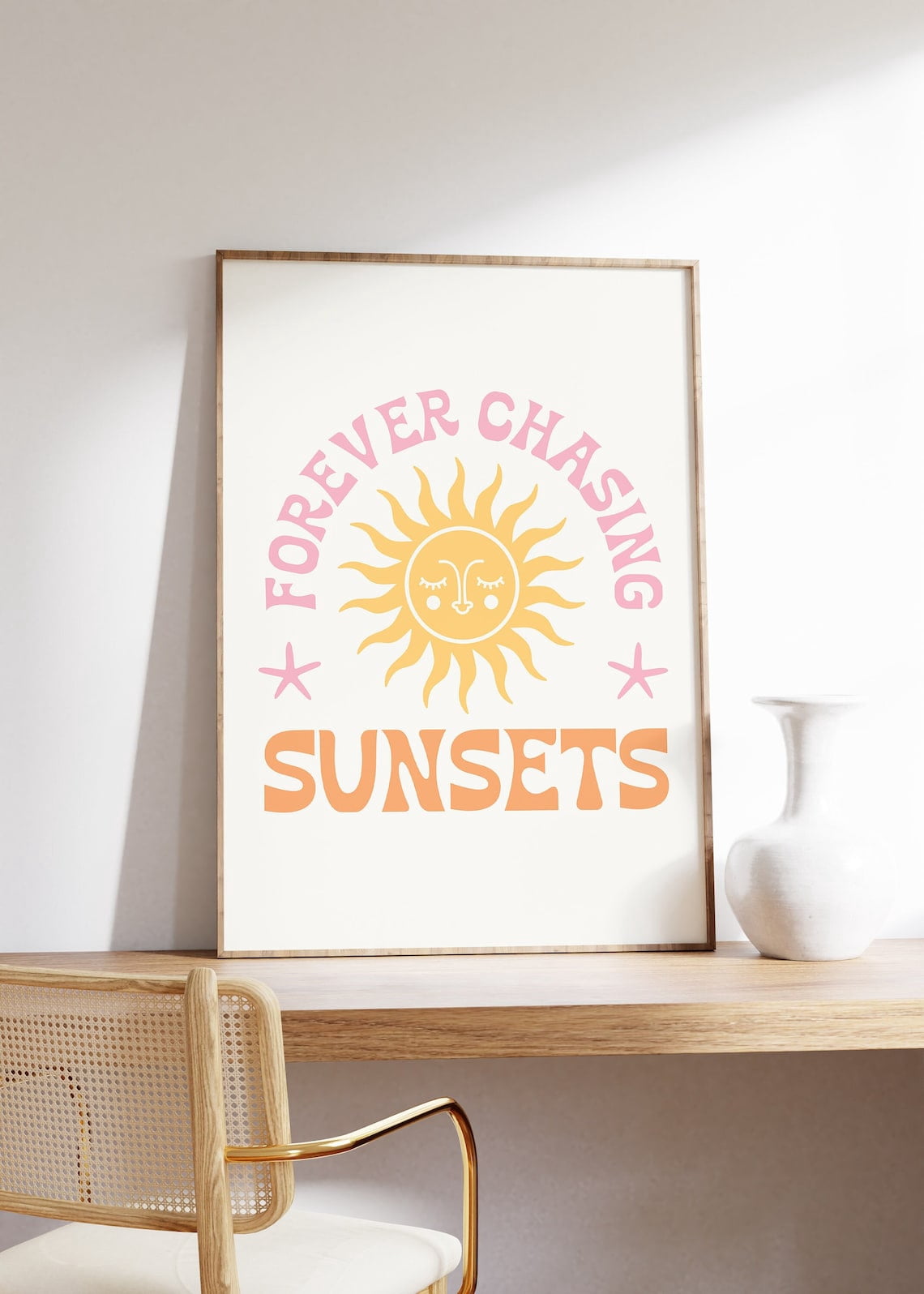 Forever Chasing Sunsets Poster, Beachy Poster, Retro Summer Poster ...