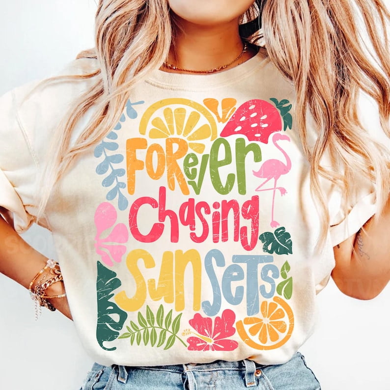 Forever Chasing Sunsets Shirt, Boho Floral Shirt, Retro Summer Shirt ...