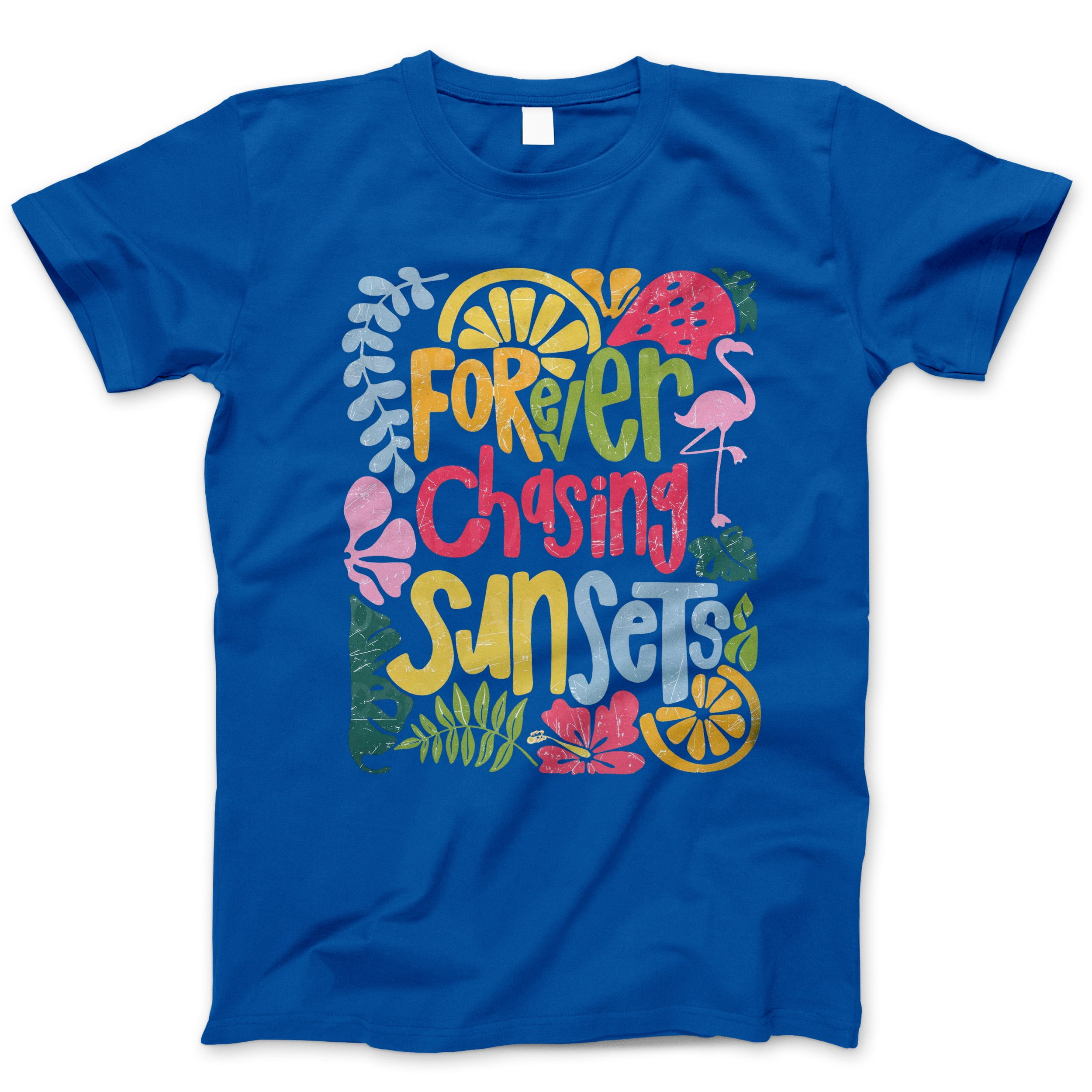 Forever Chasing Sunsets T-Shirt - Tropical Vacation Tee with Colorful ...