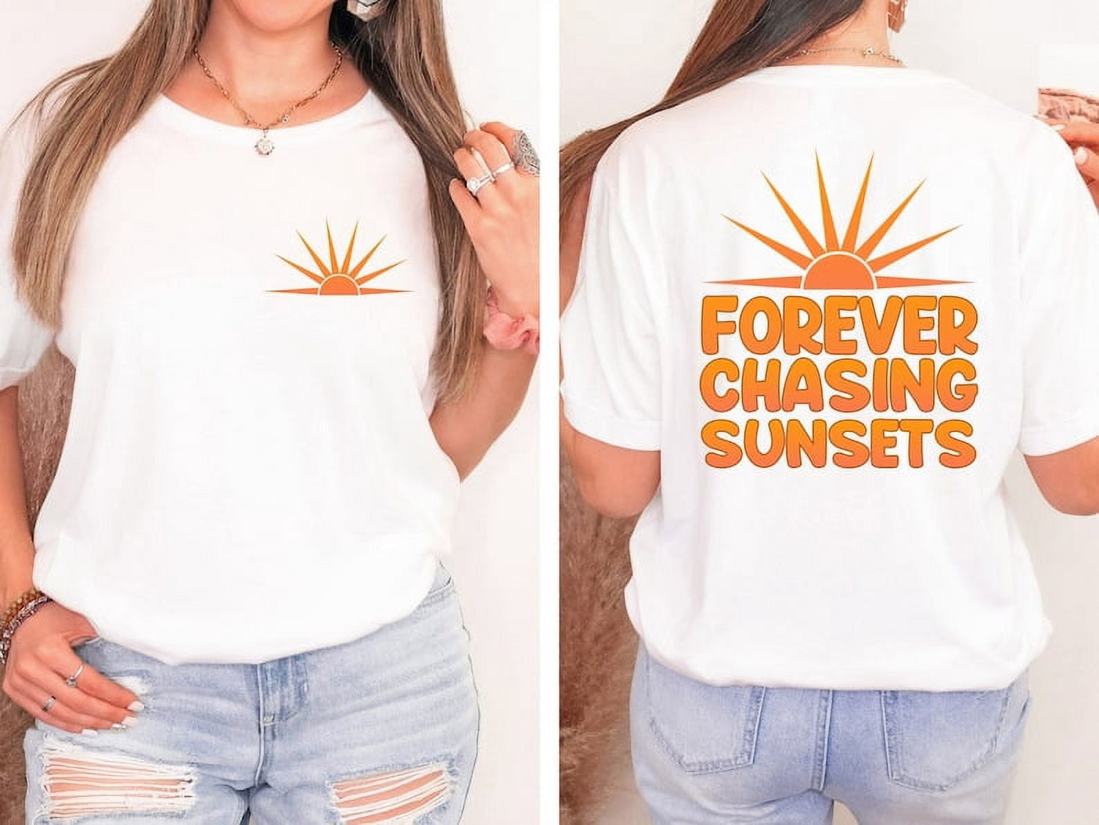 Forever Chasing Sunsets Two Side Retro Beach Tropical T-Shirt 2Side ...