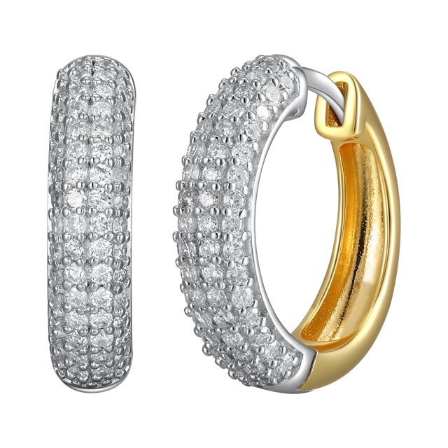 Forever Facets 1.00 CT TW Lab Grown Diamond Hoops in 18k Gold over ...