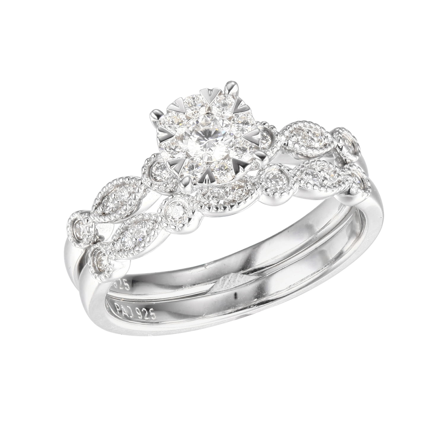 Forever Facets 1/2 CT TW Lab Grown Diamond Sterling Silver Bridal Ring ...