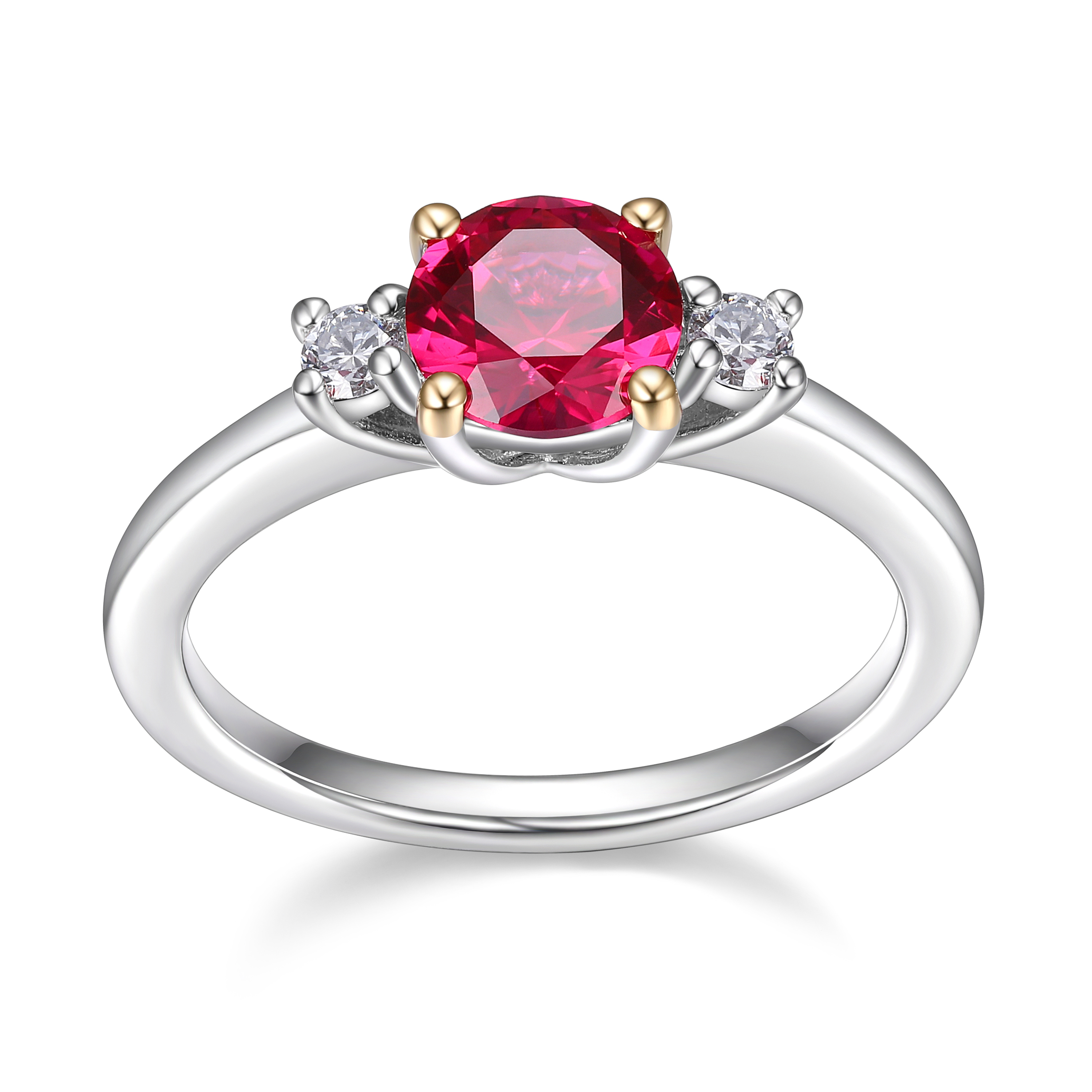 Forever Facets 1/7 CT TW Lab Grown Diamond and Created Ruby Sterling ...