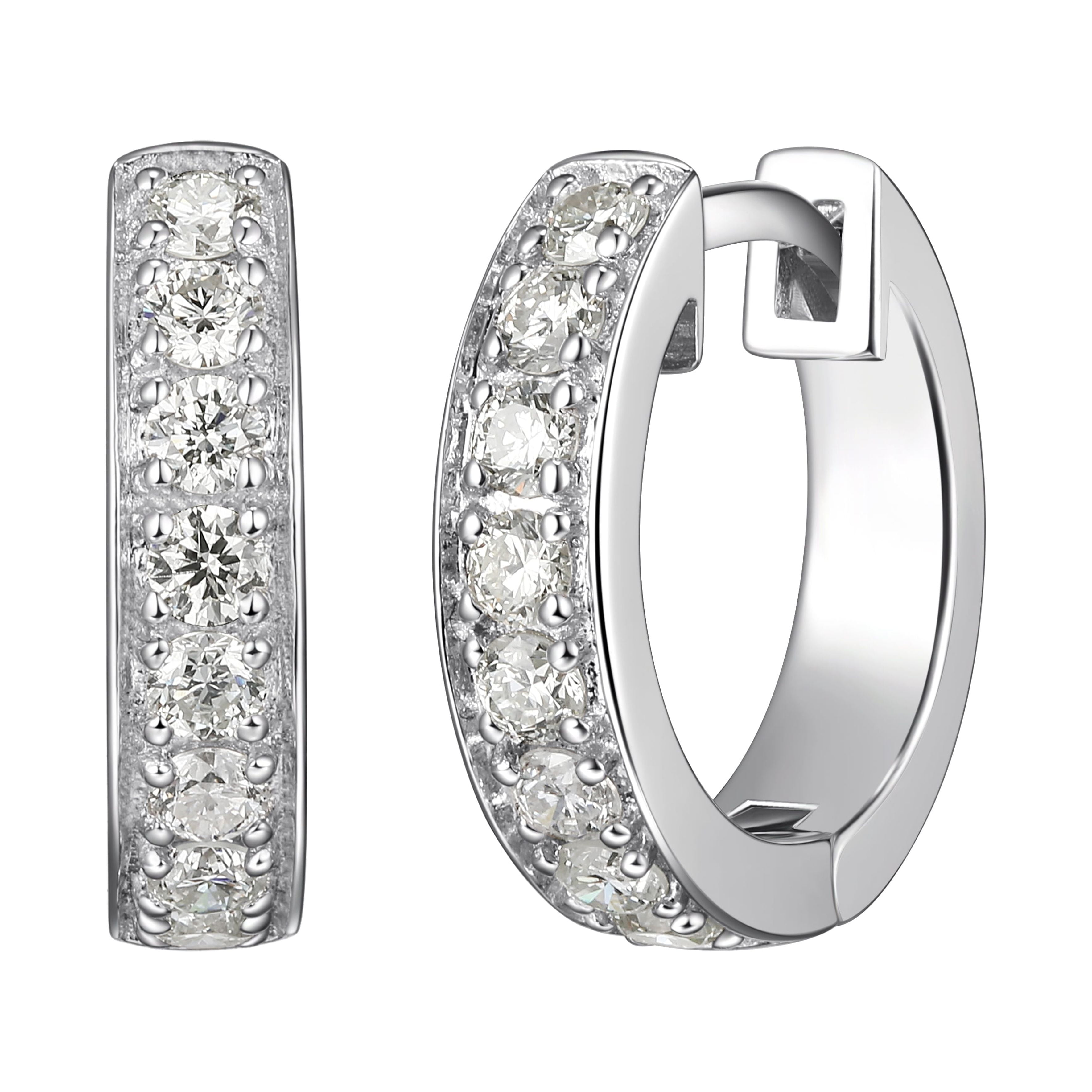 Forever Facets 3/8 CT TW Lab Grown Diamond Hoops in Platinum over ...