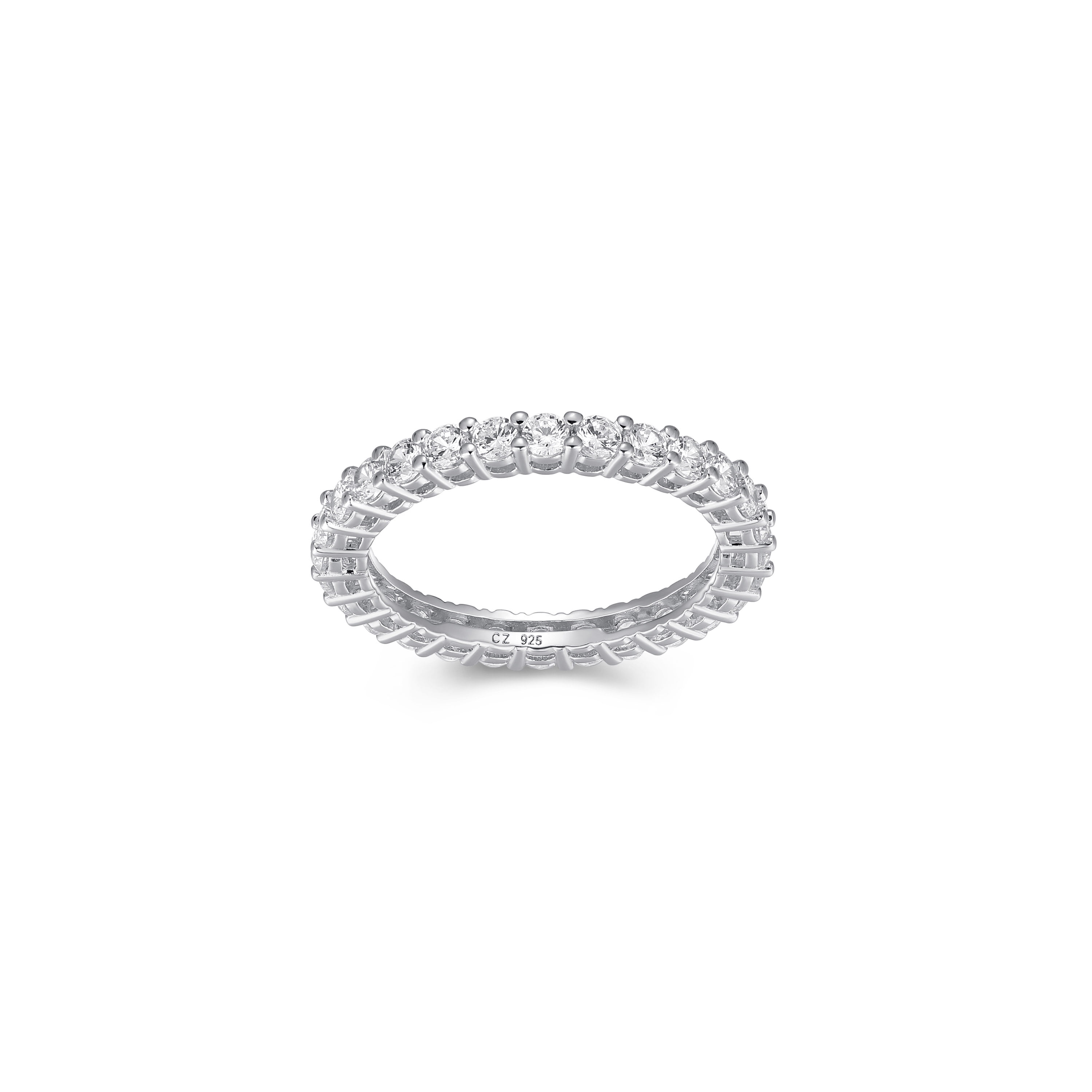 Forever Facets Cubic Zirconia Full Eternity Band in Platinum Plated ...