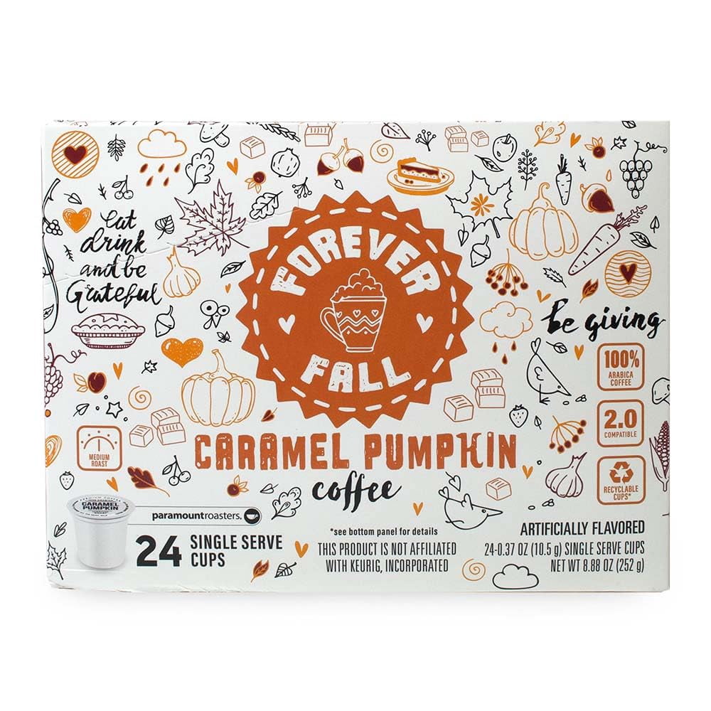 Forever Fall Caramel Pumpkin Single Serve K Cup Pods, 24 Count (Pack of 1) by Paramount Roasters ...