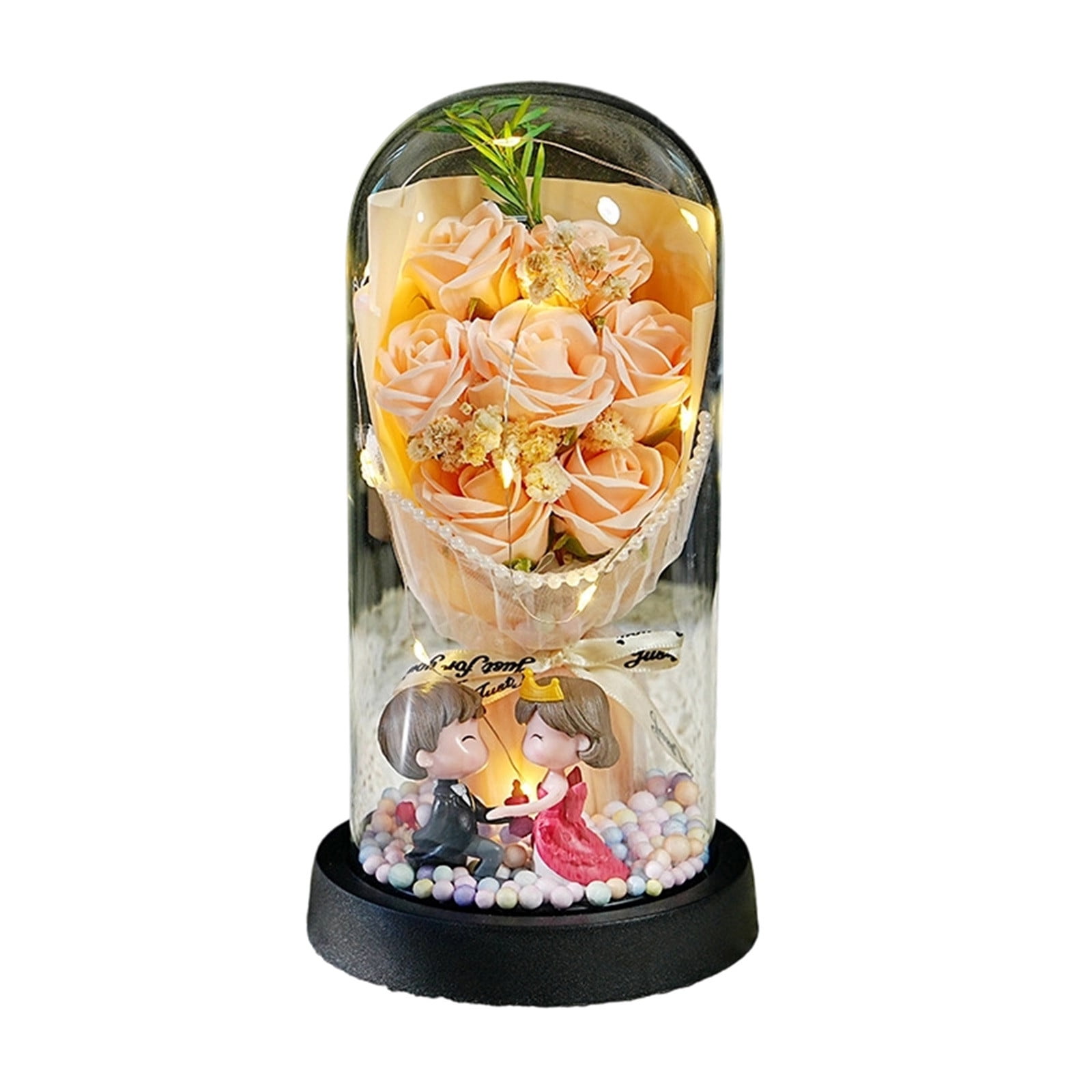 Forever Flowers,Day Gift Glass Cover Practical Bouquet Soap Flower Night Light Birthday Gift Day ...