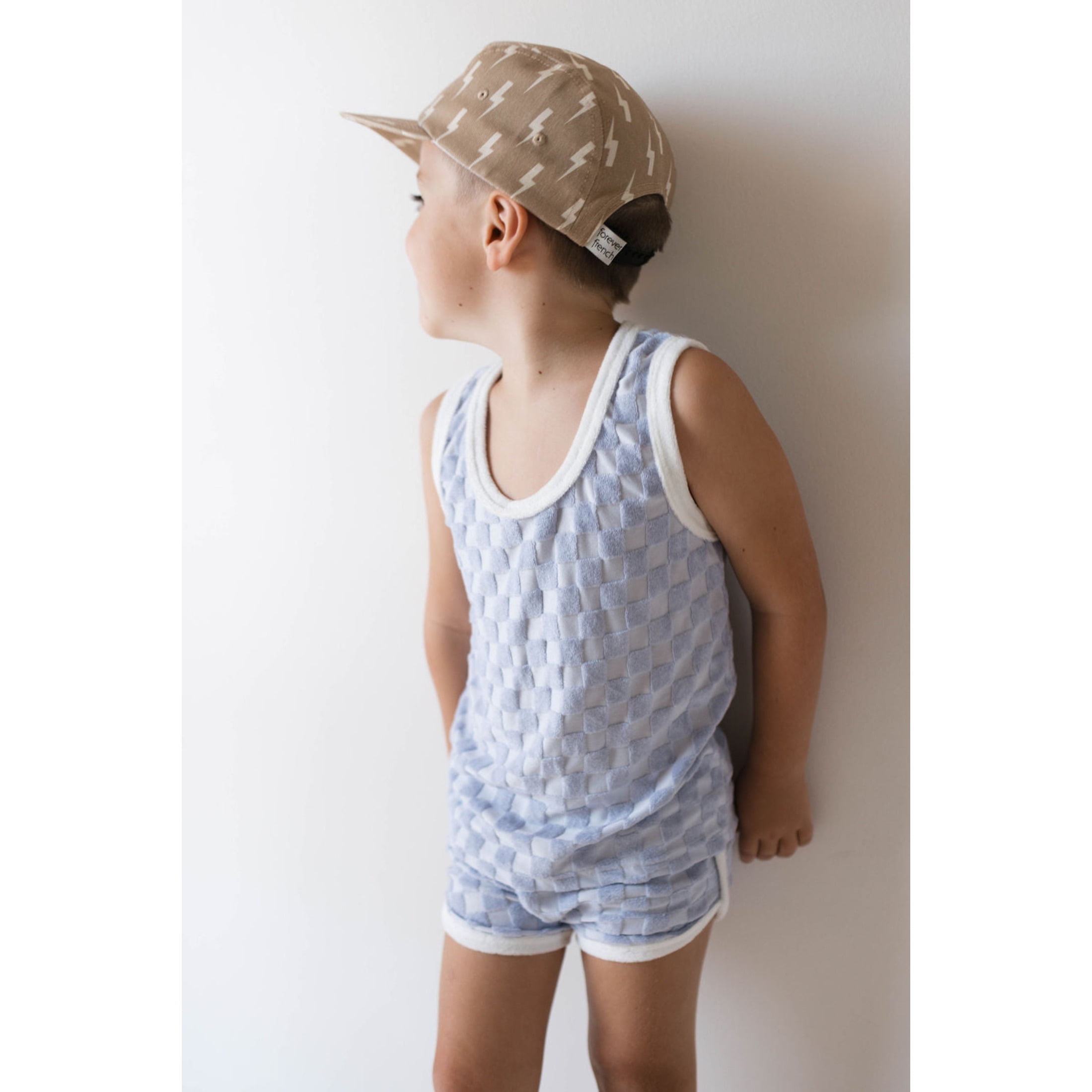 Forever French Terry Tank Short Set | Periwinkle Blue Checker - 8/9 ...