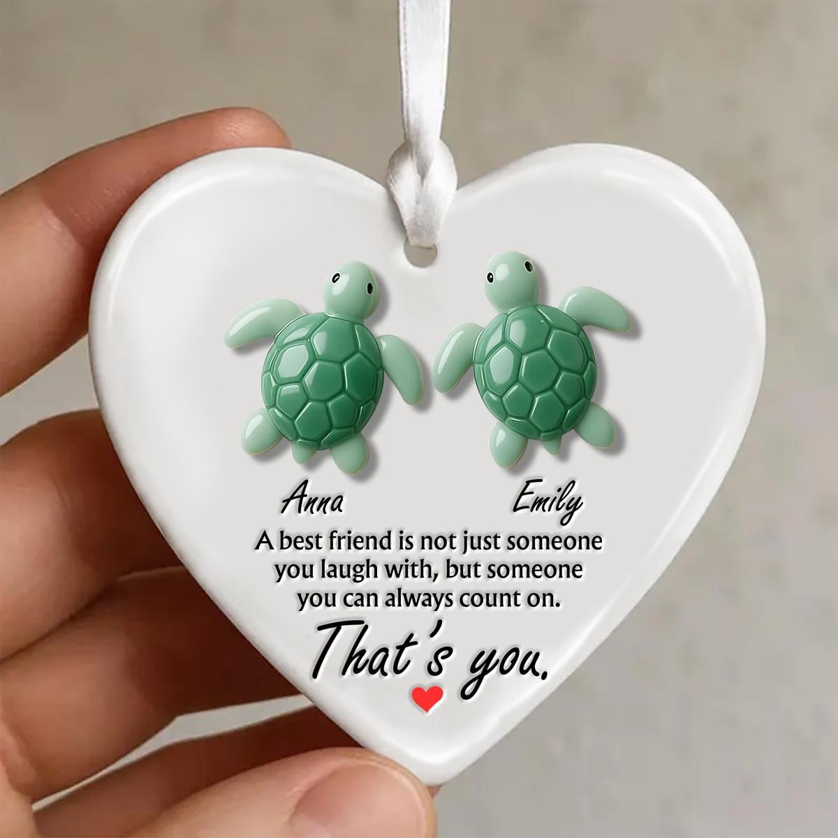 Forever Friendship Turtle Sea Glass Effect Ceramic Ornament Flat 2D ...