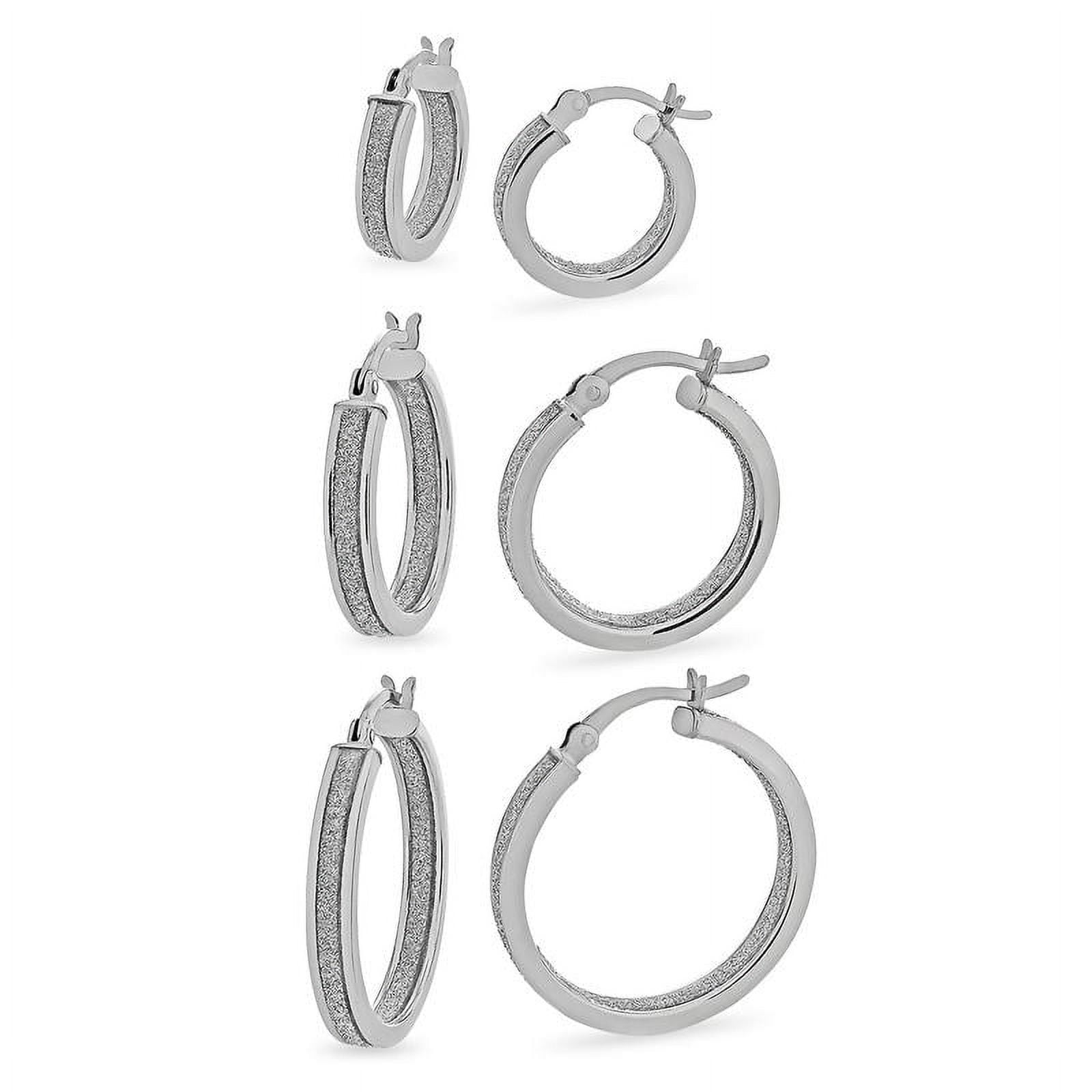 Forever Hoop Silver, Earrings Set, Sterling Silver, Includes 3 Pairs ...