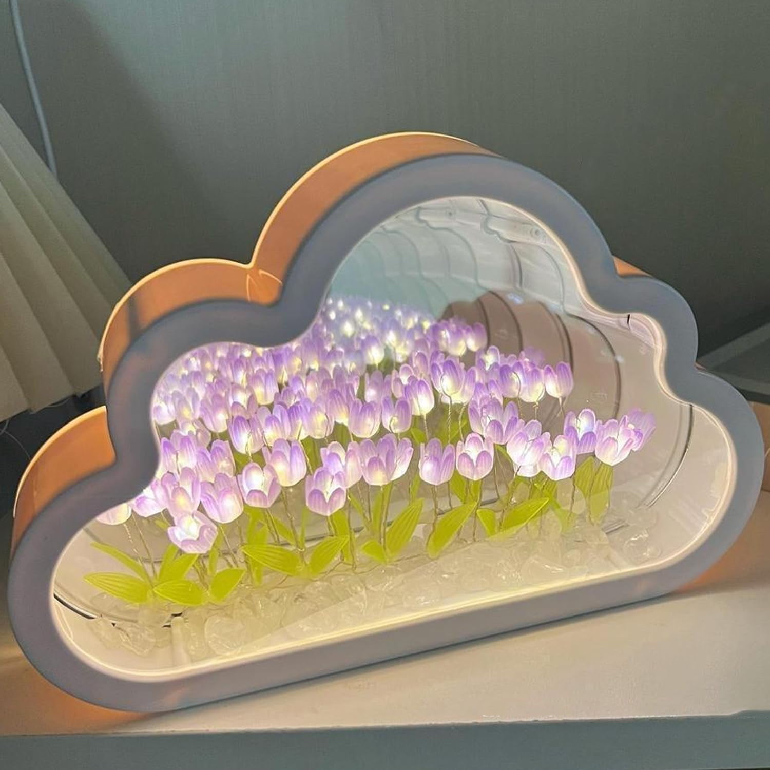 Forever Infinite Cloud Mirror Tulips, 20 Flower Tulip Lamp Night Light ...