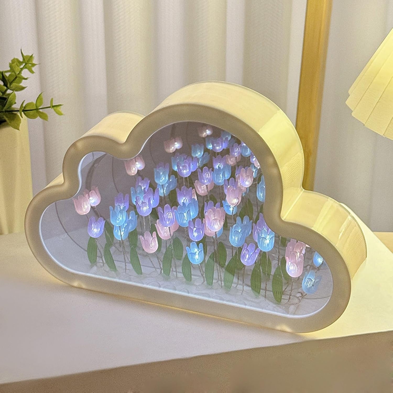 Forever Infinite Cloud Mirror Tulips, Fully Assembled Tulip Mirror Lamp ...